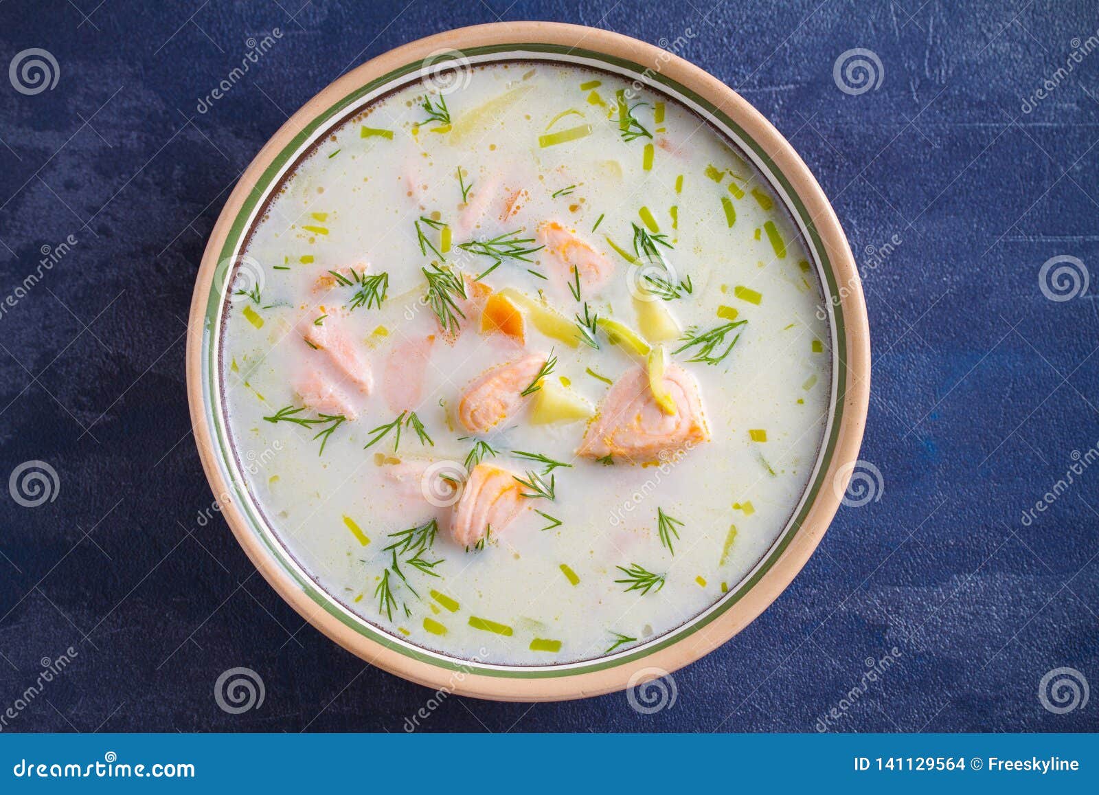 Salmon Soup. Creamy Salmon Fish Soup in Bowl Stock Photo - Image of ...