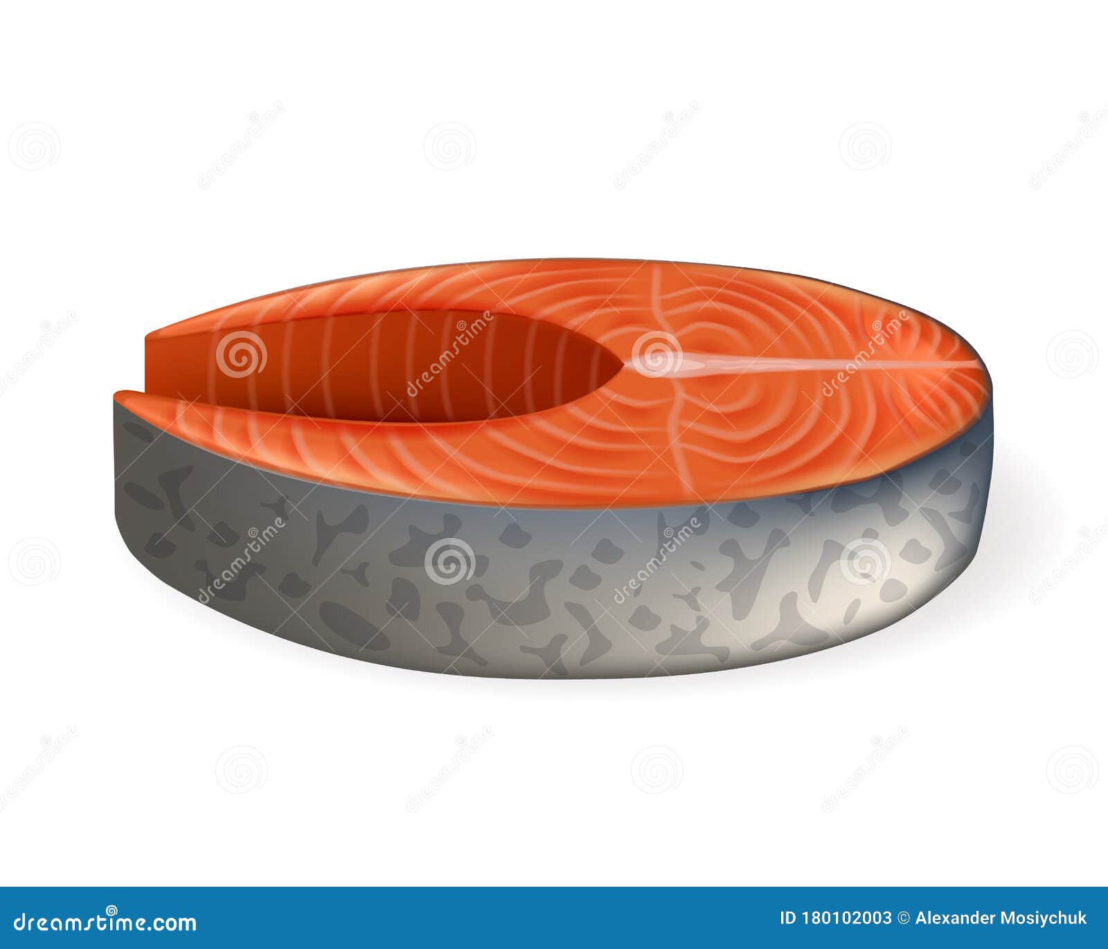 Salmon Steak Realistic Vector Illustration. Slice Of Salmon Fish ...
