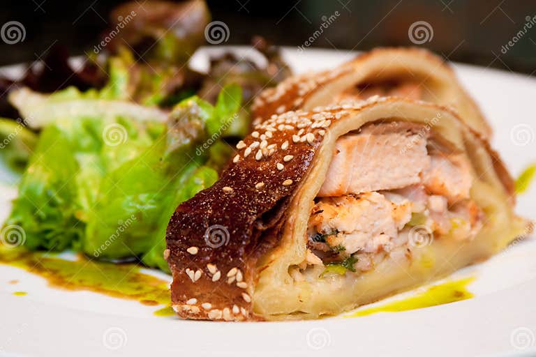 Salmon strudel stock image. Image of strudel, pastry, healthy - 6430235