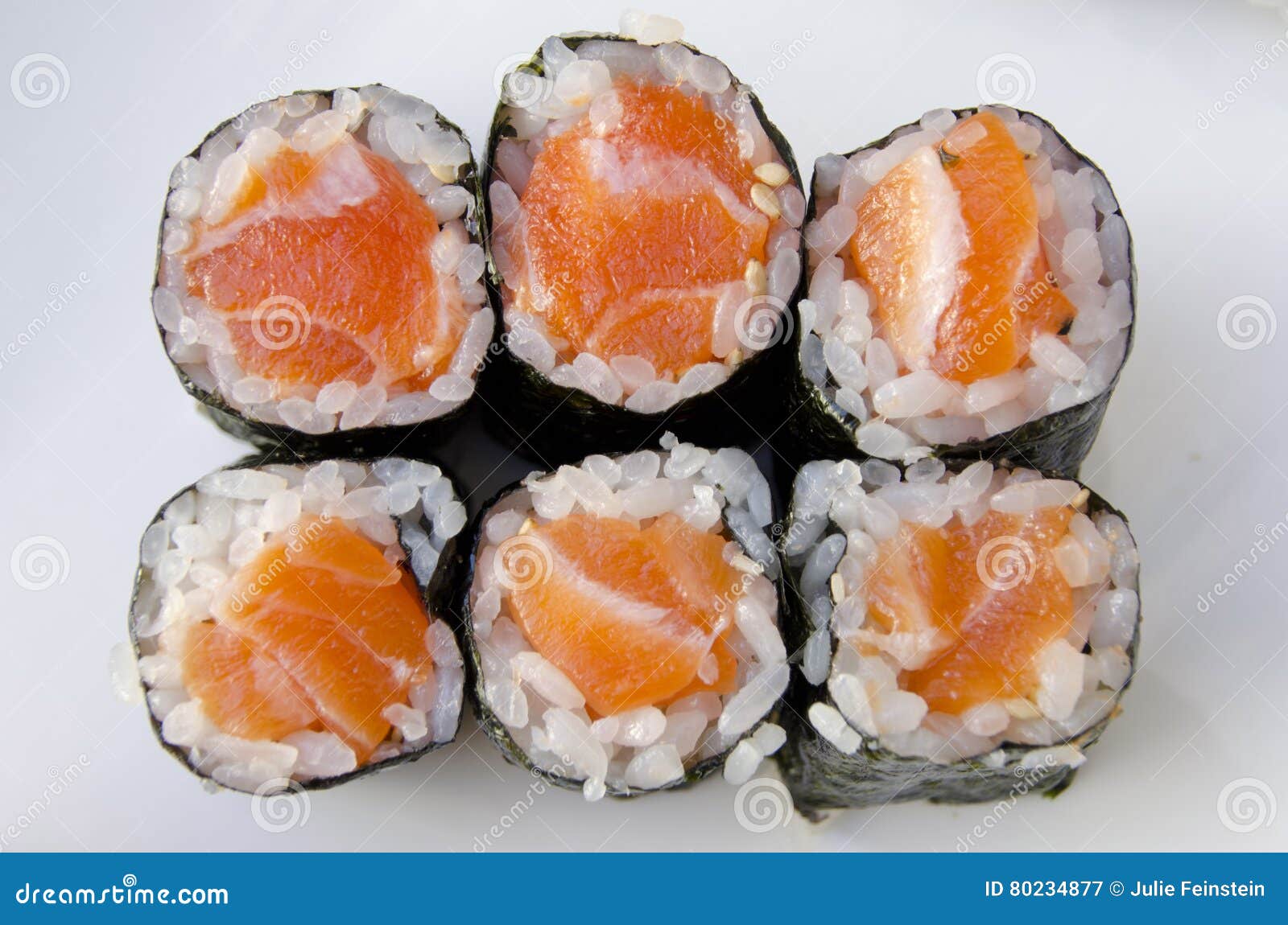 Salmon Sushi Roll stock image. Image of japanese, fresh - 80234877