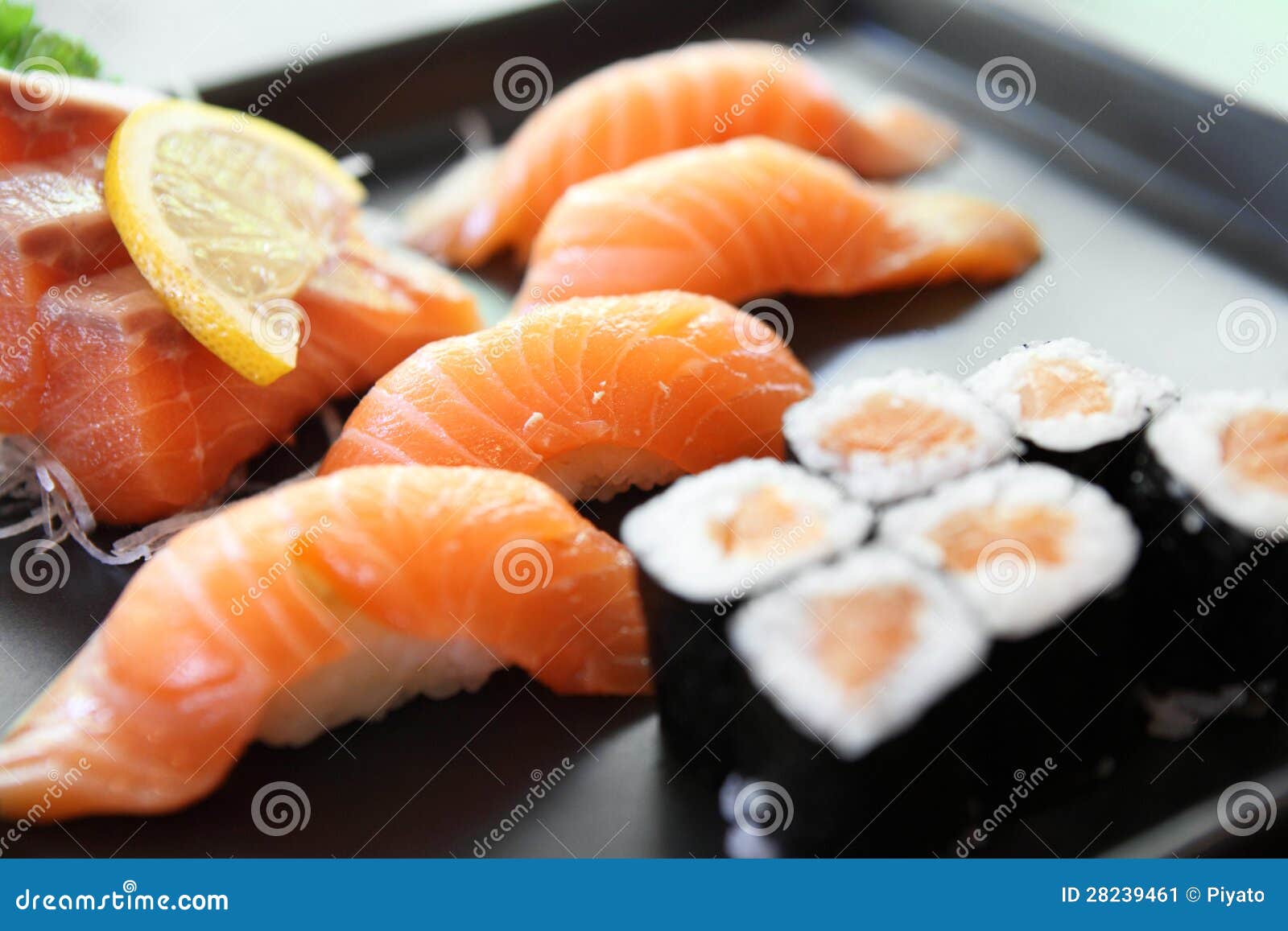 Salmon Sushi set stock image. Image of gourmet, fish - 28239461