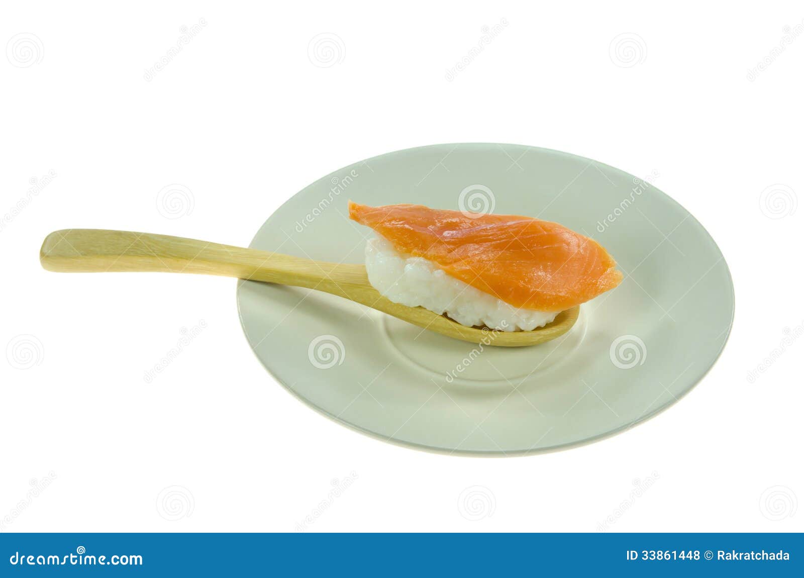 Salmon sushi with spoon stock photo. Image of white, fish - 33861448