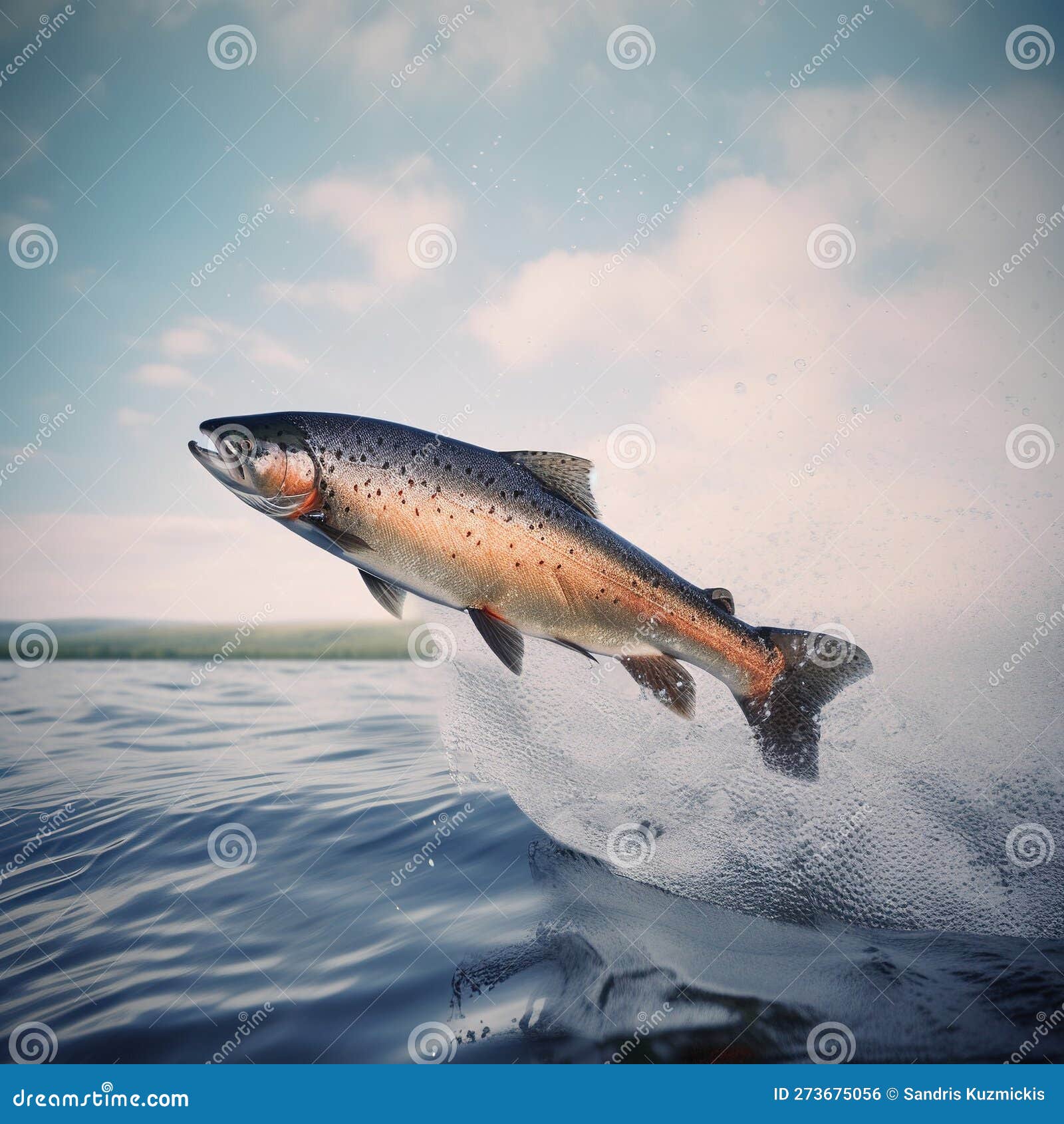 Salmon Swims On The River Generative Ai Stock Illustration Illustration Of Salmon Spawn