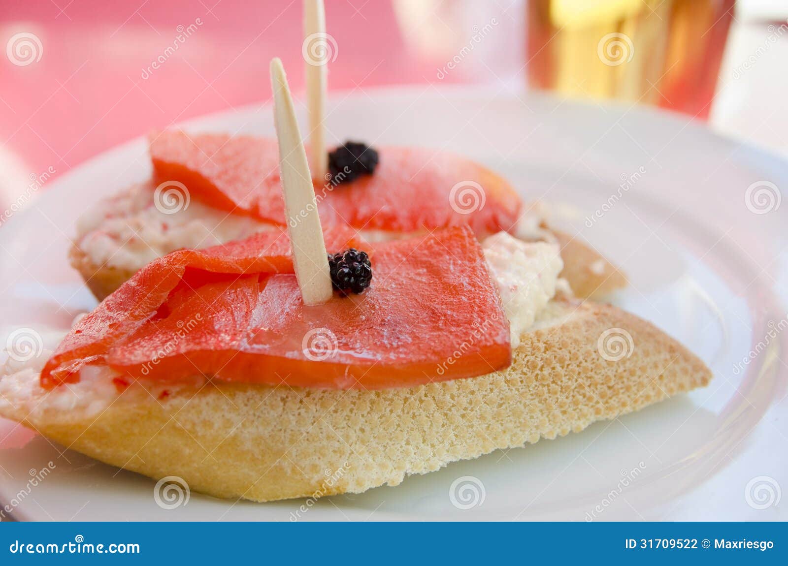 Salmon tapa stock photo. Image of plate, fish, smoked - 31709522