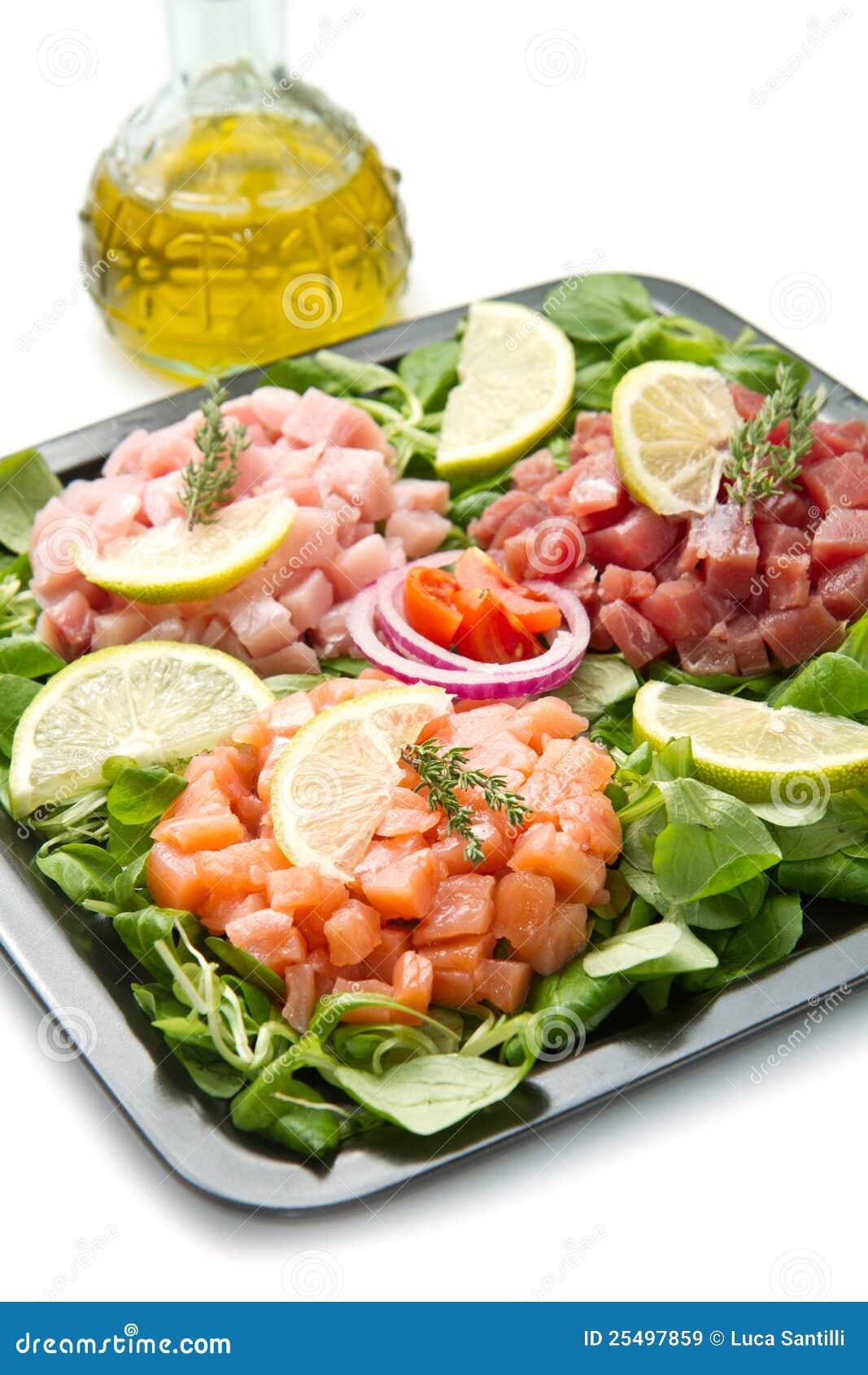 Salmon, Tuna and Swordfish Tartare Stock Image - Image of fresh, dinner ...