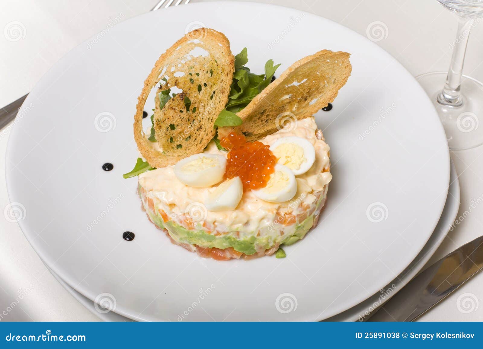 Salmon Under a Fur Coat with Croutons Stock Photo - Image of salmon ...