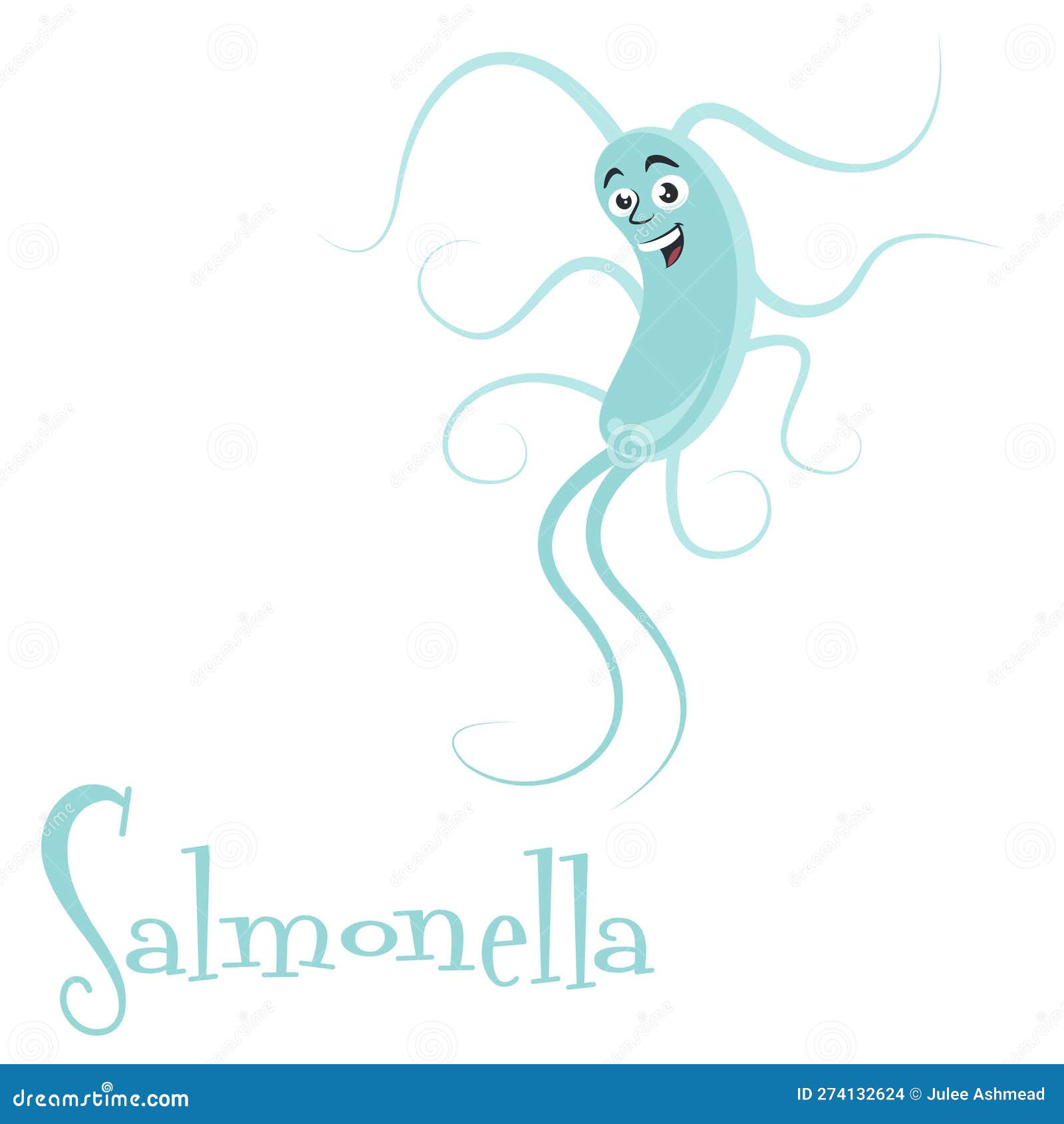 Cartoon Character of Salmonella Bacteria Educational Vector Graphic ...