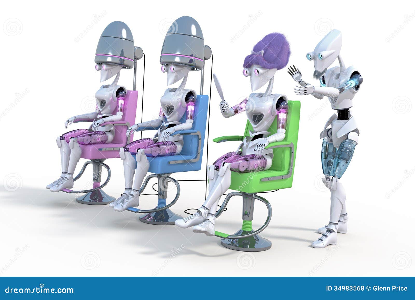 Salon de coiffure de robot illustration stock. Illustration du bleu ...