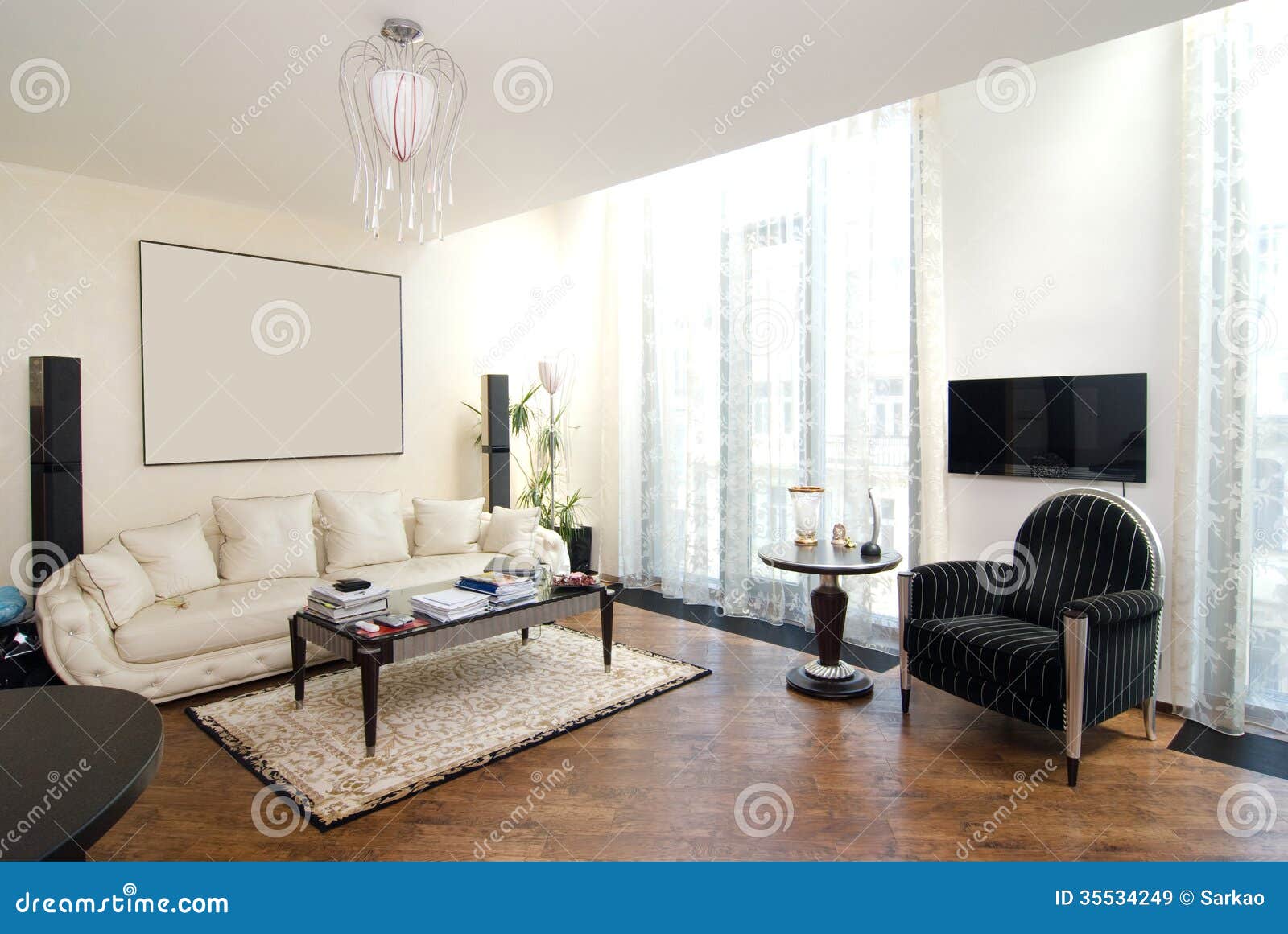 Salon moderne de luxe image stock. Image du trame, blanc - 35534249
