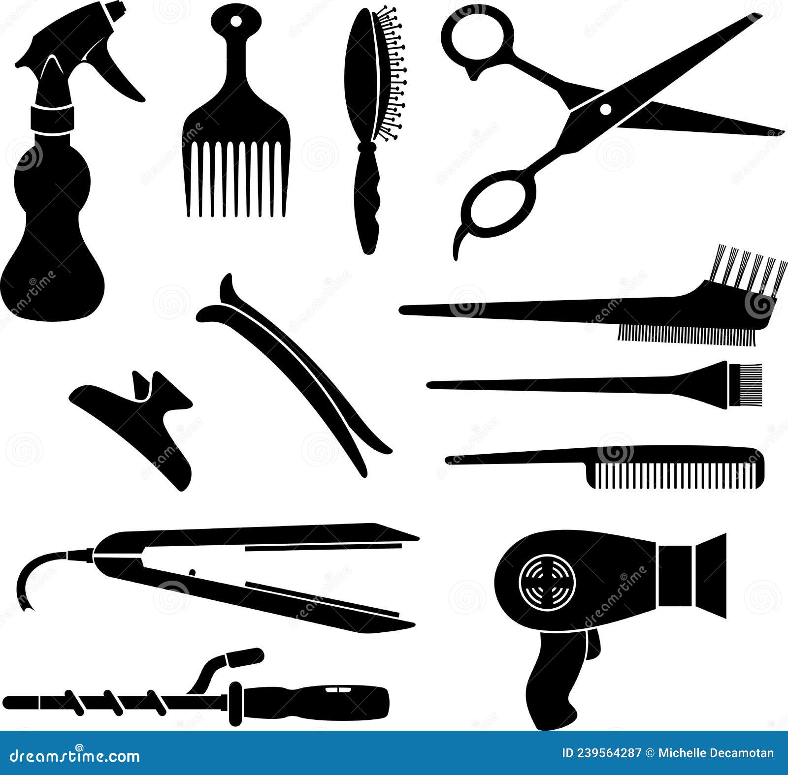 Salon Objects, Silhouette Set Stock Vector - Illustration of beautiful ...
