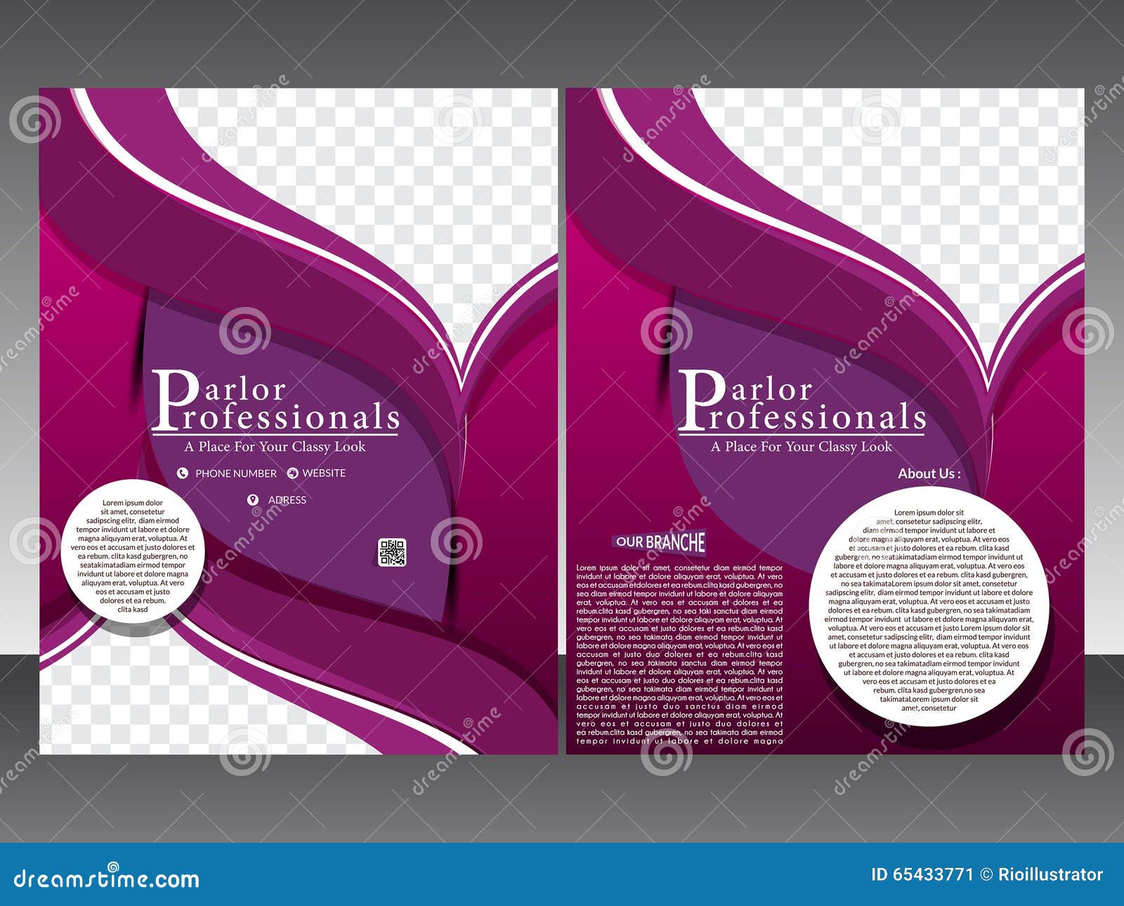 Salon and Parlor Flyer & Magazine Design Template Stock Vector ...