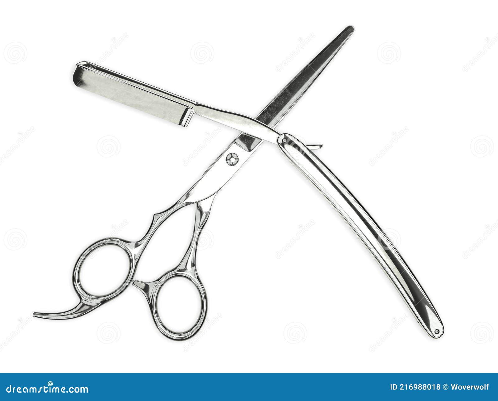 Salon Shears Crossed Barber Straight Razor 3d Rendering Stock ...