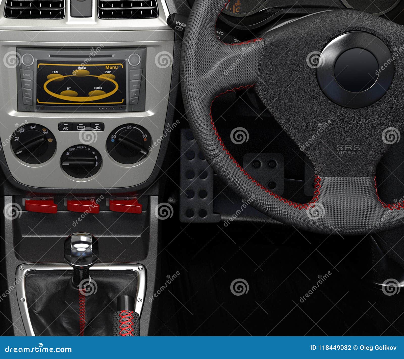 Salon of a Sports Car. the Dashboard and Its Individual Parts. 3D ...
