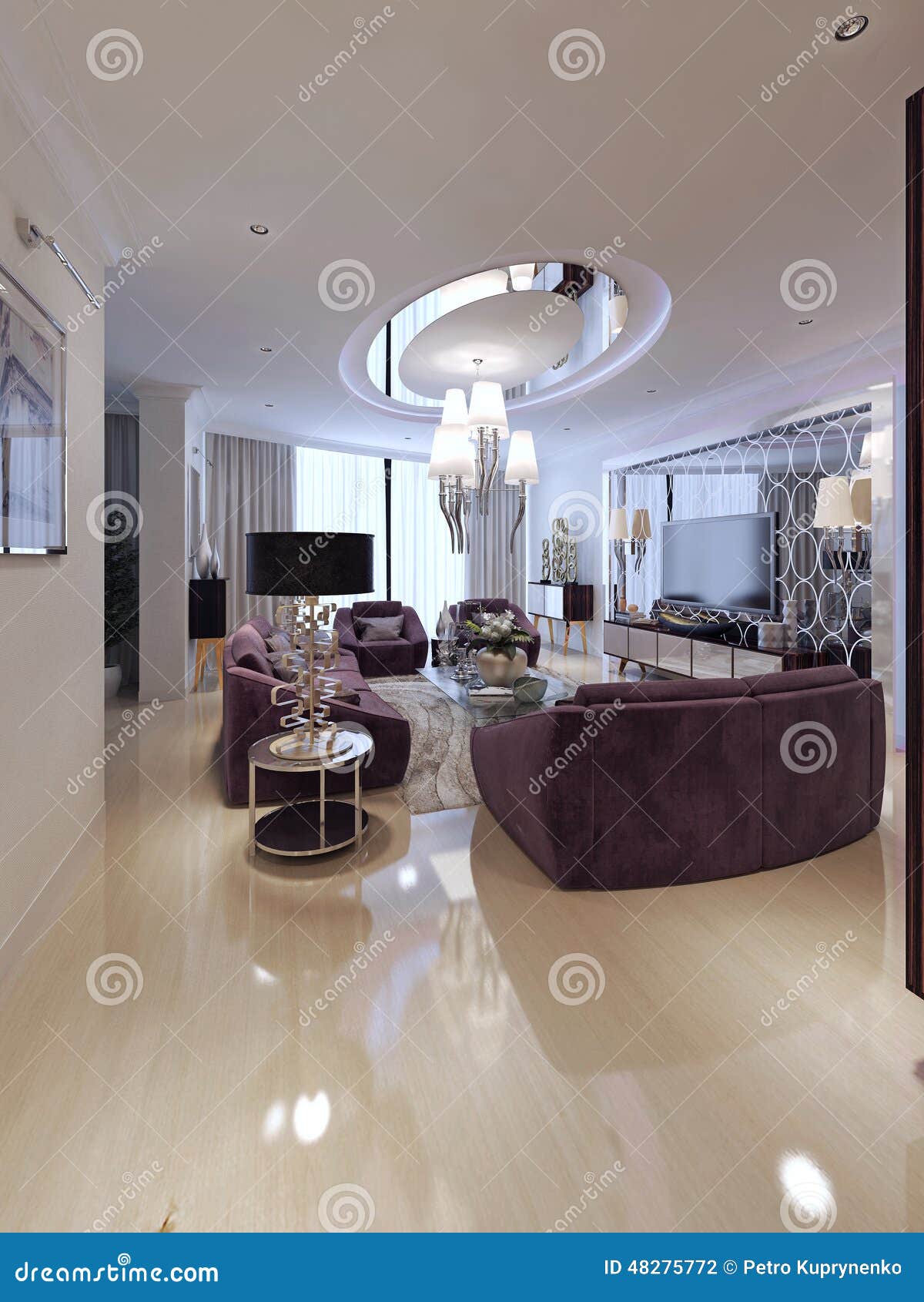 Salone Nello Stile Neoclassico Fotografia Stock - Immagine di tenda ...