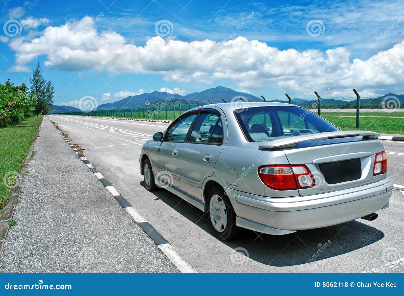 Saloon car on the road stock photo. Image of field, performance - 8062118