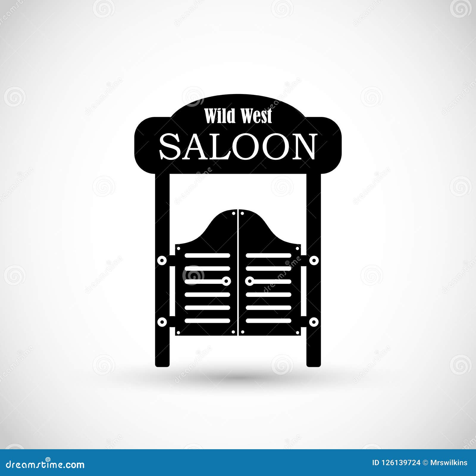 Saloon Door Icon Set. Western Vintage Wood Saloon Door Vector Symbol ...