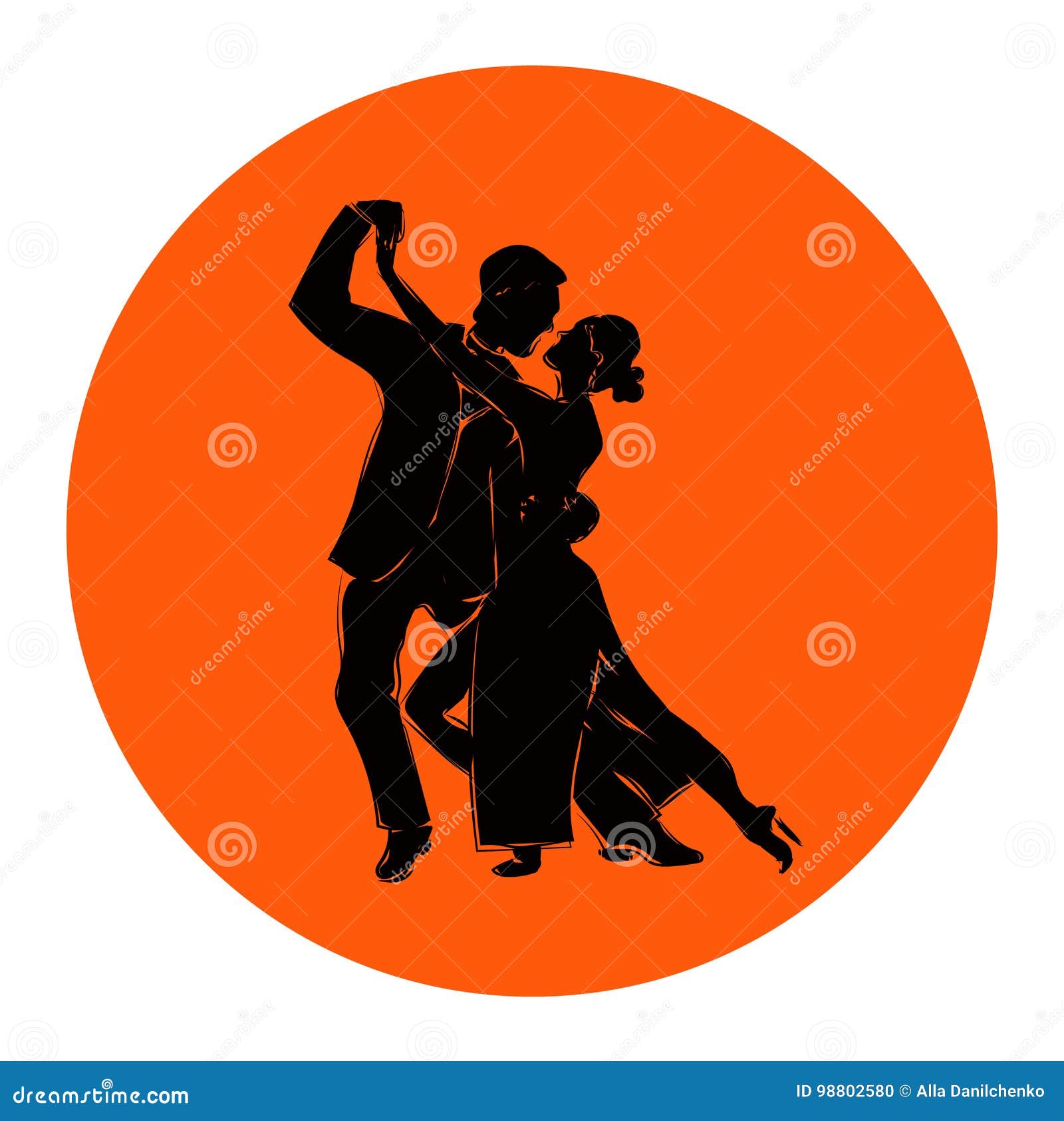 Salsa Or Argentine Tango Dancing Couple Man And Woman In Vector