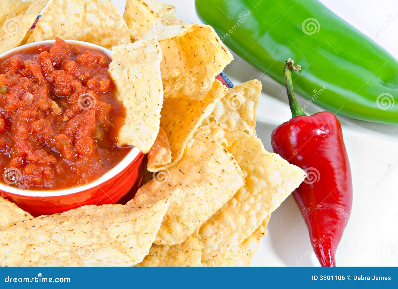 Salsa and Chips with Peppers Stock Photo - Image of tortilla, close ...