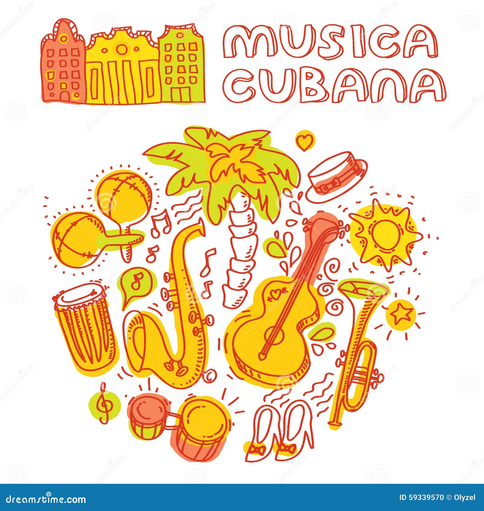 Salsa Cuban Music And Dance Illustration With Cartoon Vector ...