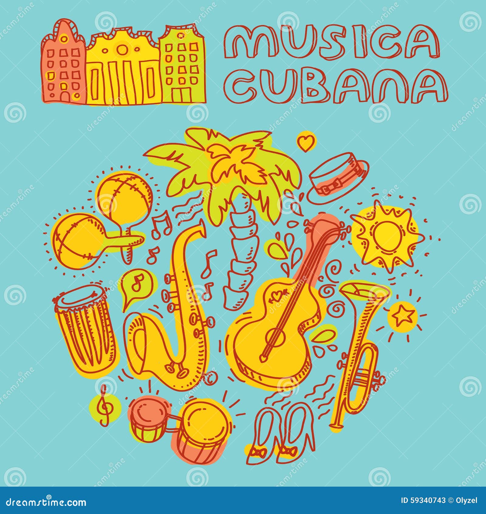 Salsa Cuban Music and Dance Illustration with Stock Vector ...