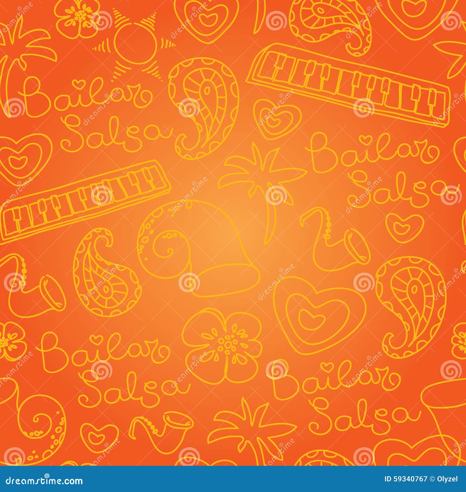 Salsa Dance and Music Seamless Pattern Stock Illustration ...