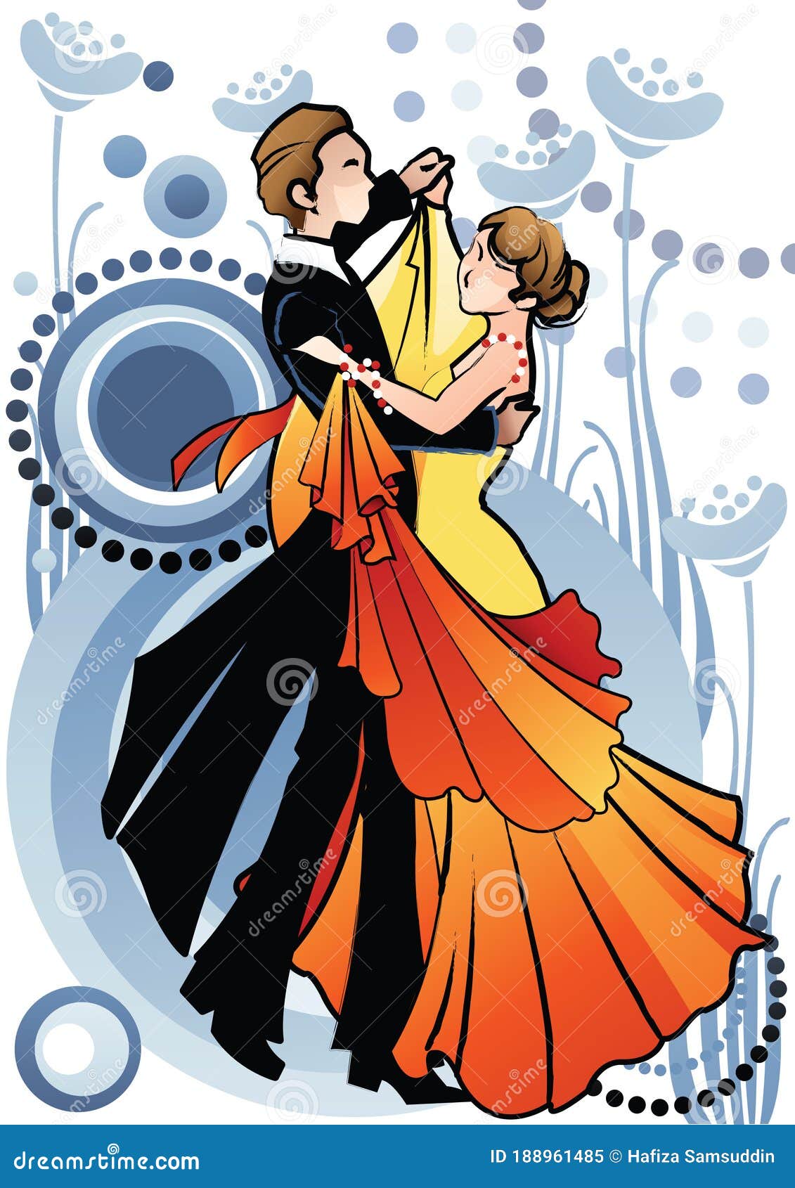 Salsa Dancers in Action. Vector Illustration Decorative Design Stock ...