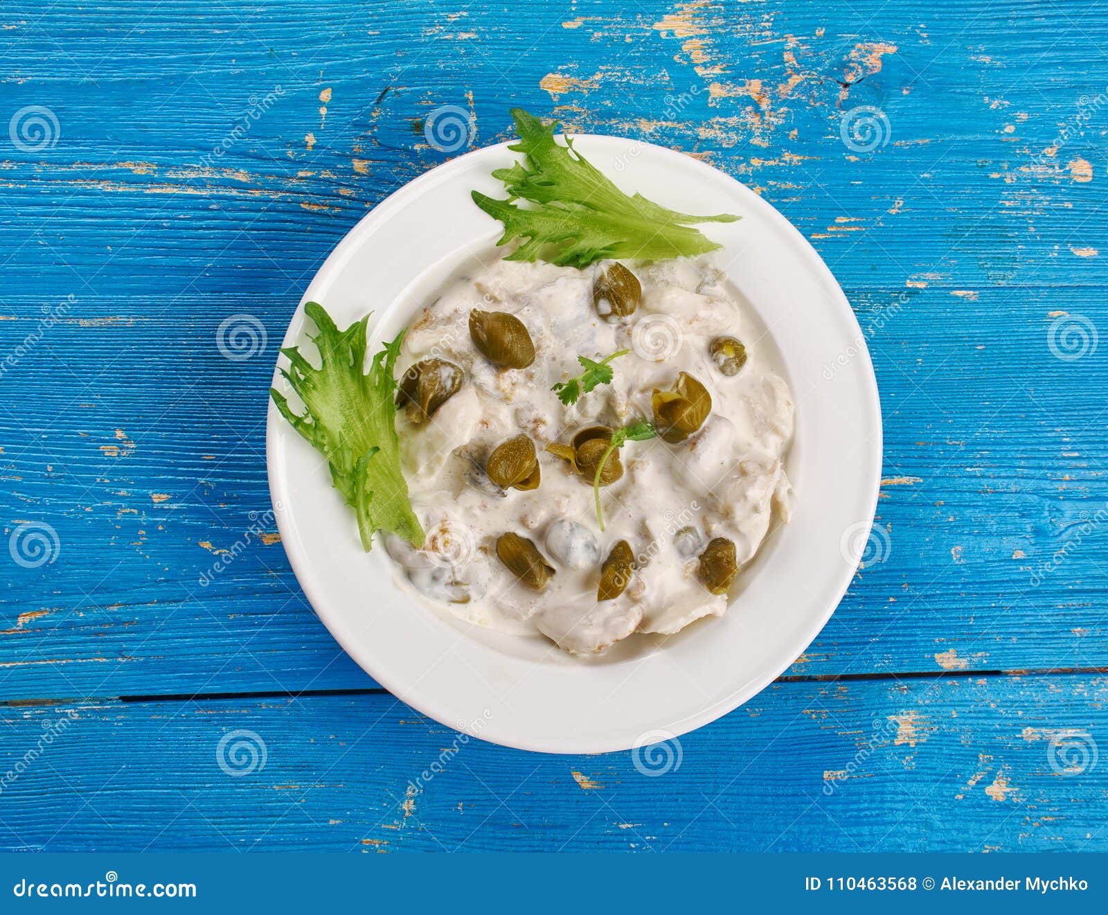 Salsa de alcaparras foto de stock. Imagem de creme, marisco - 110463568