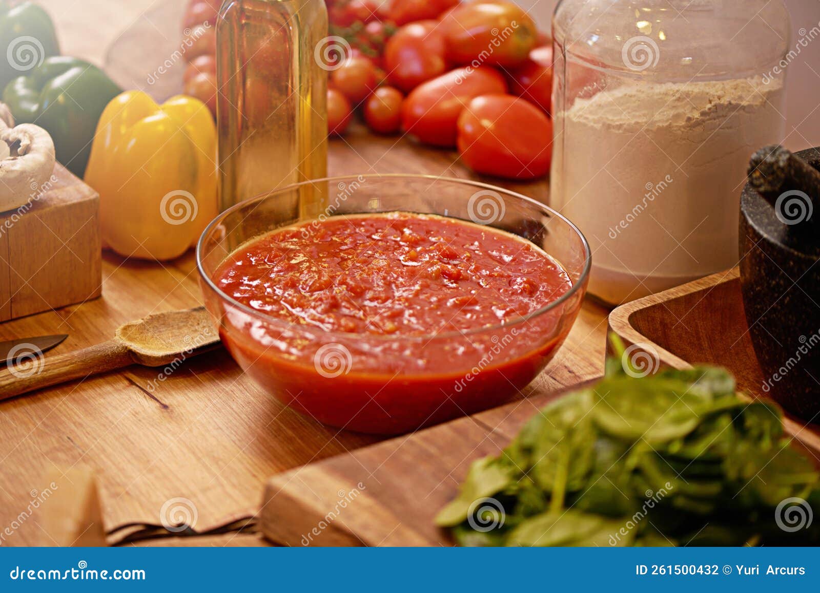 Salsa for Supper. a Group of Ingredients on a Tabletop. Stock Photo ...