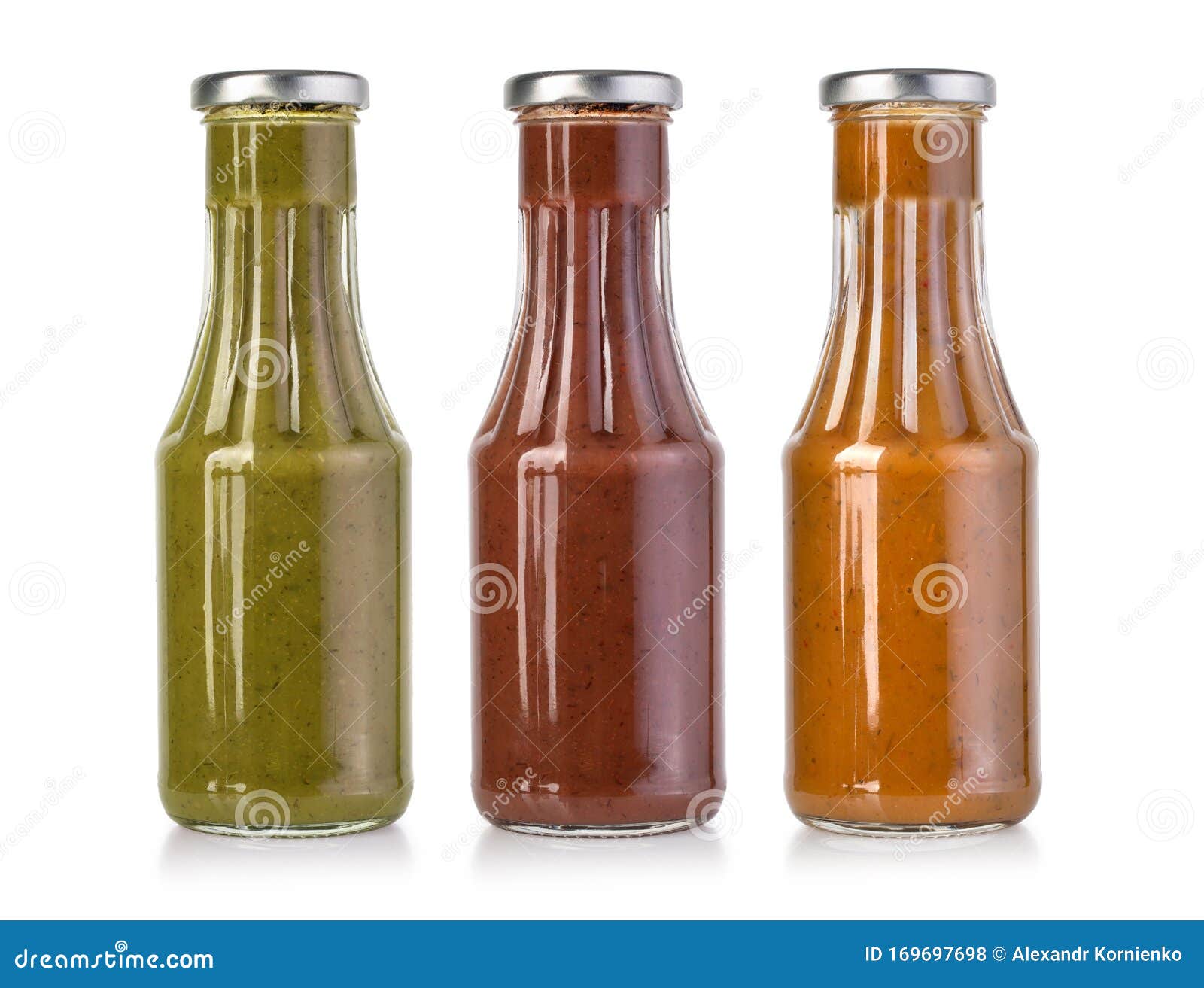 Salsas De Parrillada En Botellas De Vidrio Foto de archivo - Imagen de ...