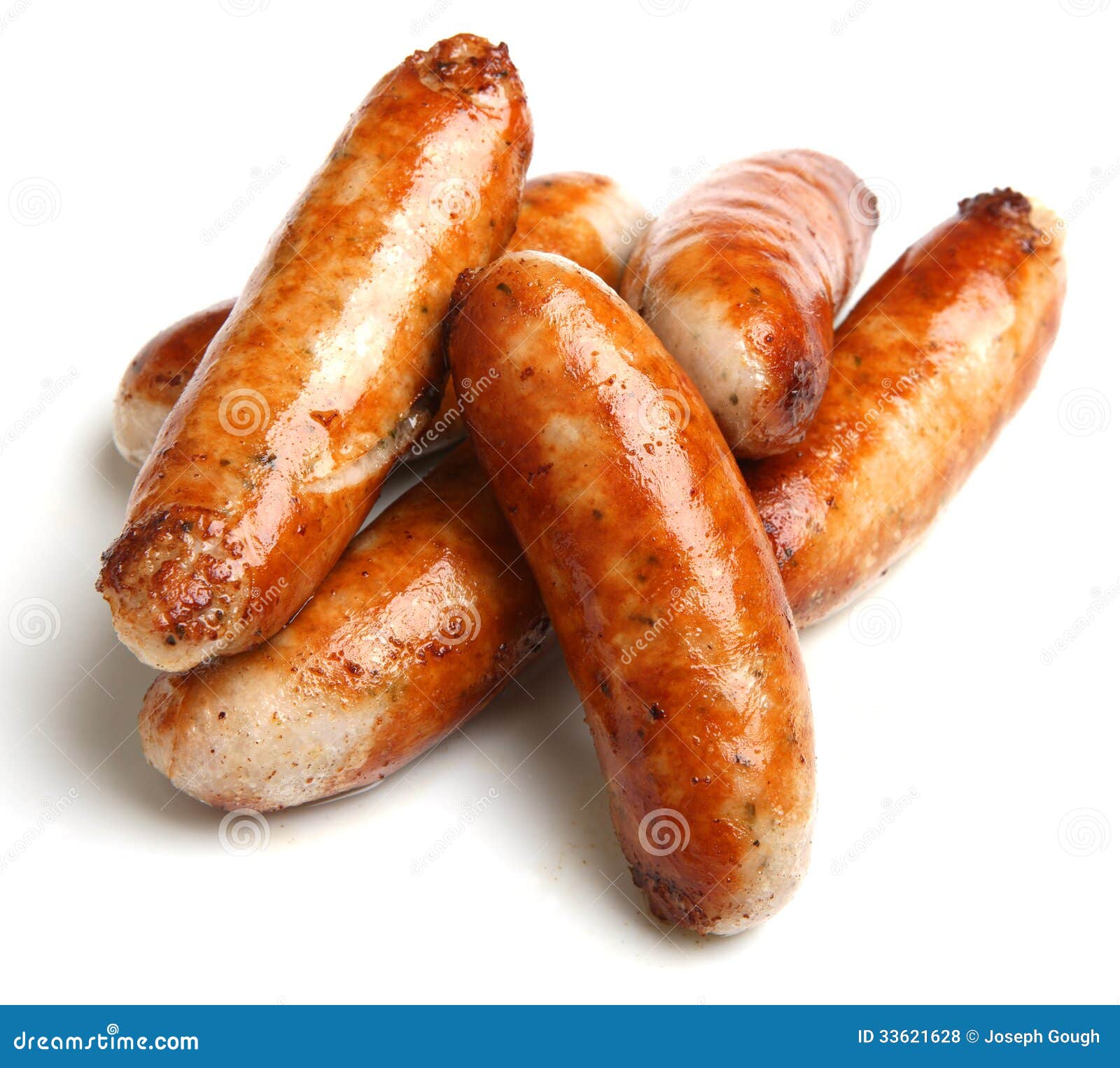 Salsicce Cotte Isolate Su Bianco Fotografia Stock - Immagine di fresco ...