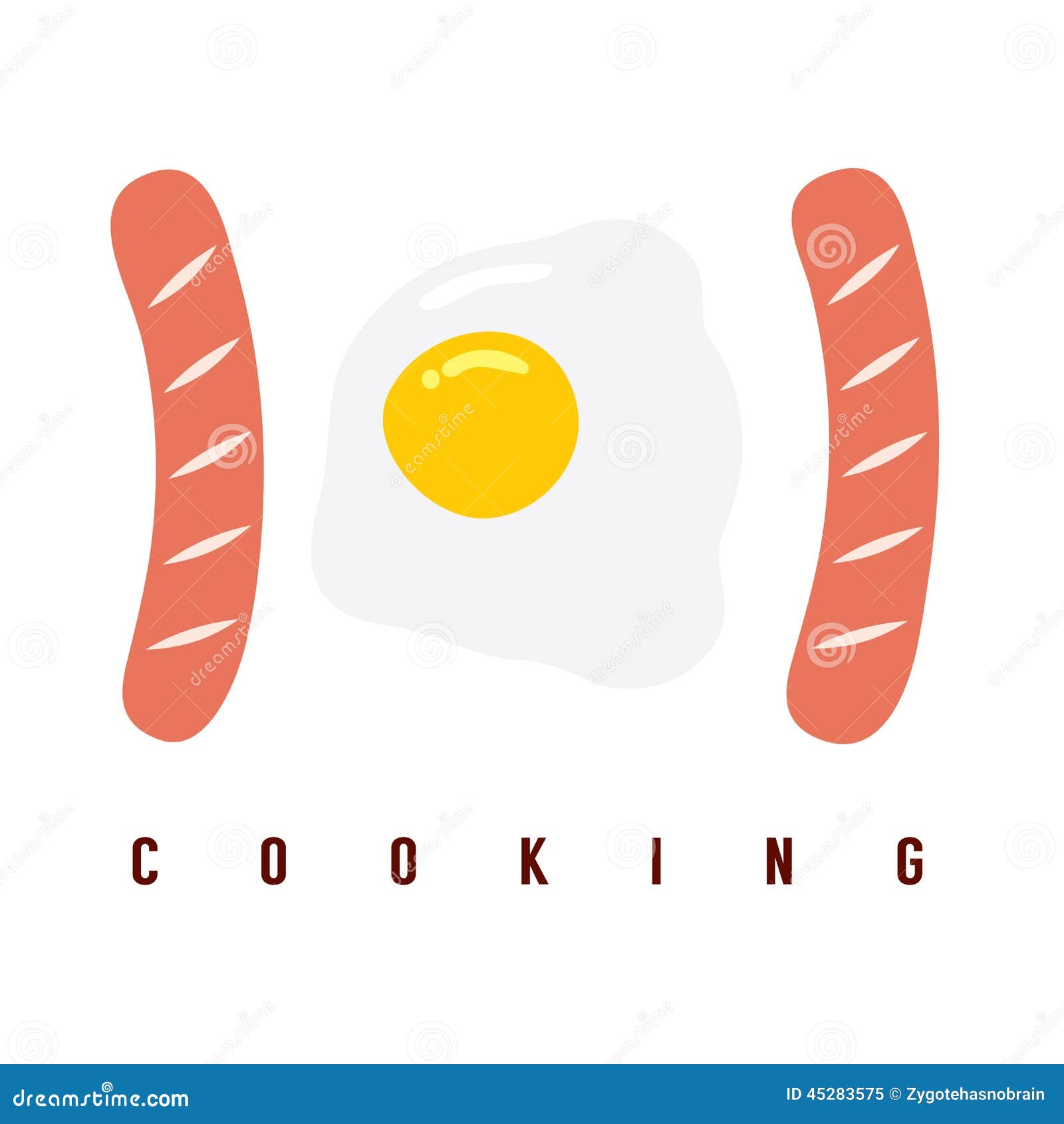 101 Salsicha E Fried Egg Primary Cooking Concept Ilustração do Vetor ...