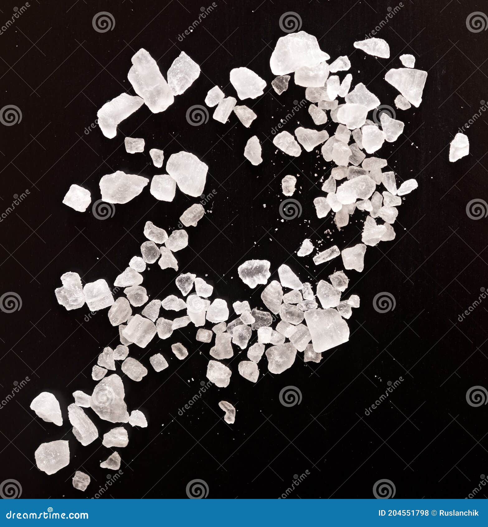 Salt on black stock photo. Image of mineral, salty, concept - 204551798