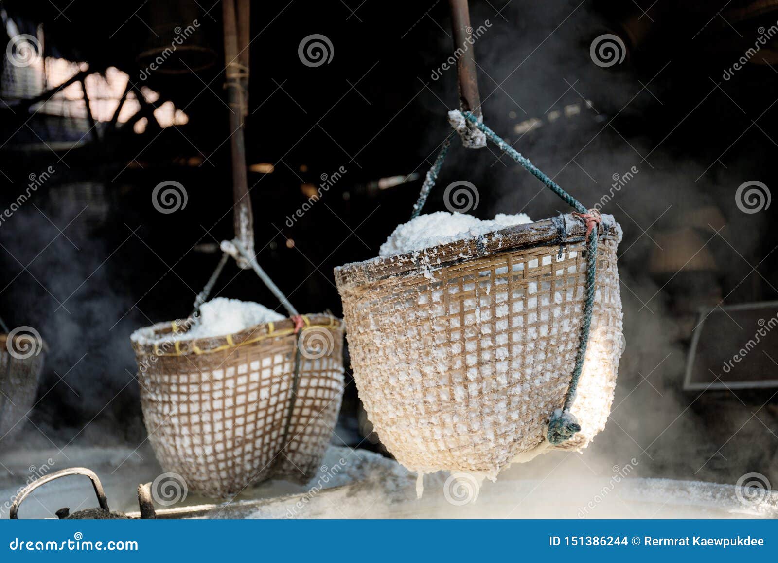 Salt boiling on clay stock photo. Image of smoke, landmark - 151386244