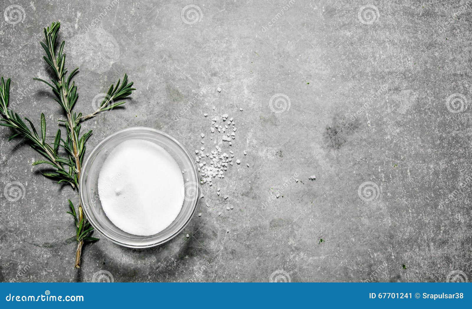 Salt with a Branch of Rosemary. Stock Image - Image of marble, branch ...