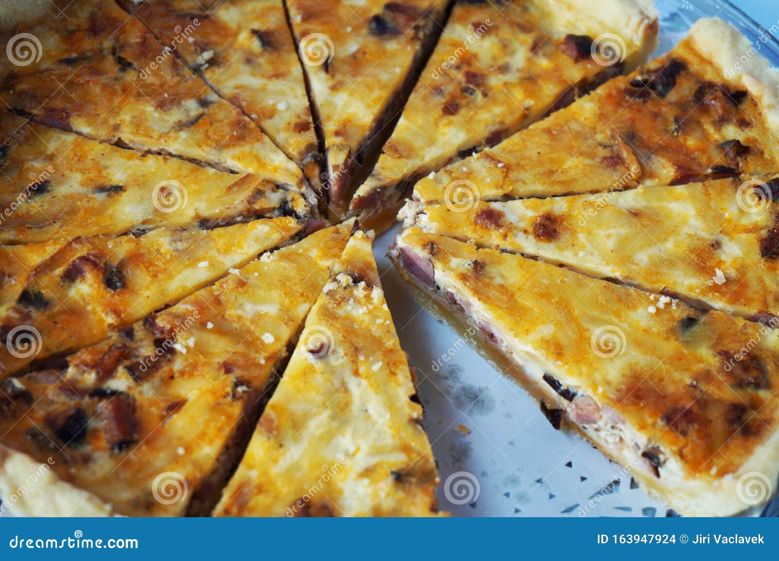 Salt cake with meat stock photo. Image of meal, cheese - 163947924