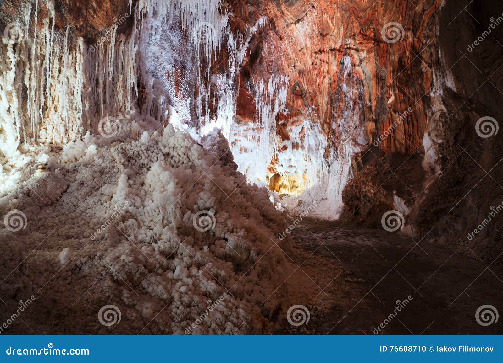Salt cave with stalactites stock photo. Image of grot - 76608710