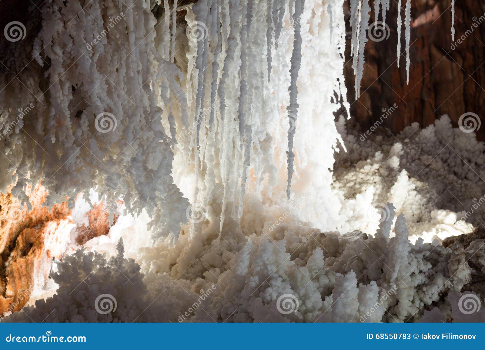 Salt Cave with White Stalactites Stock Image - Image of shaft, nature ...