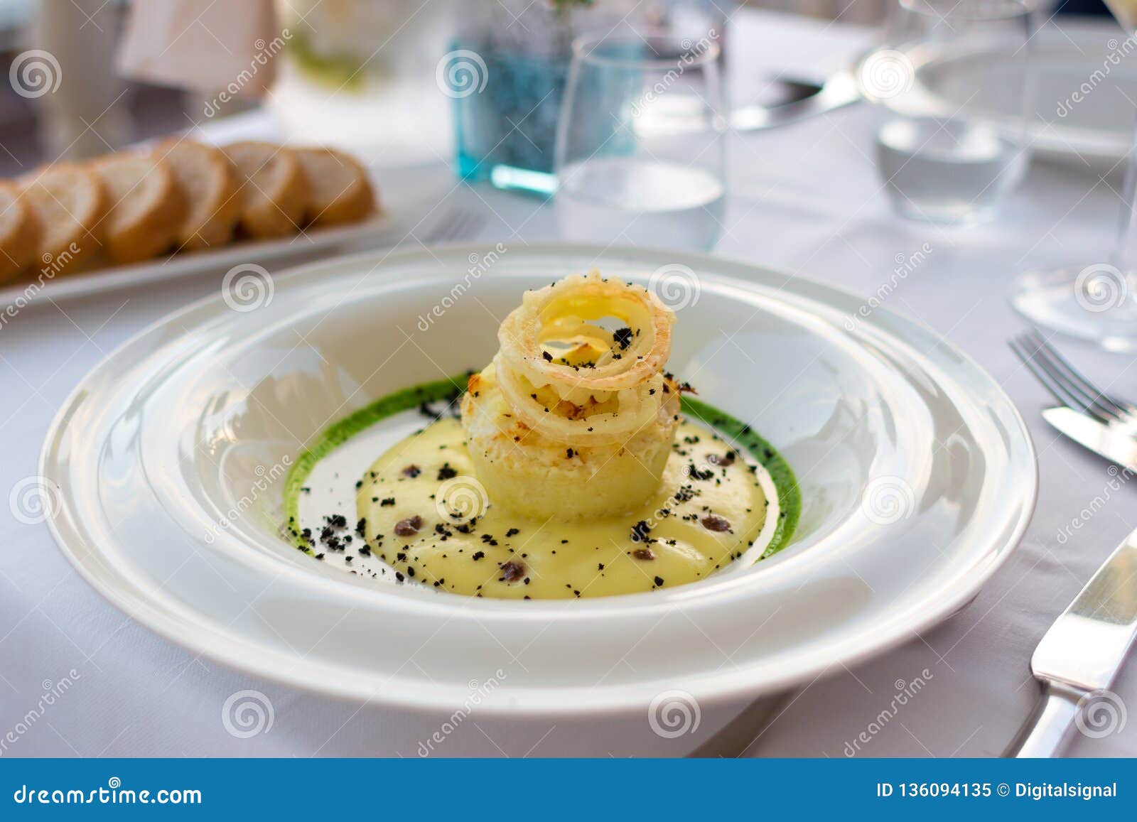 Salt Cod Dish with Decoration, Haute Cuisine Appetizer Stock Image ...