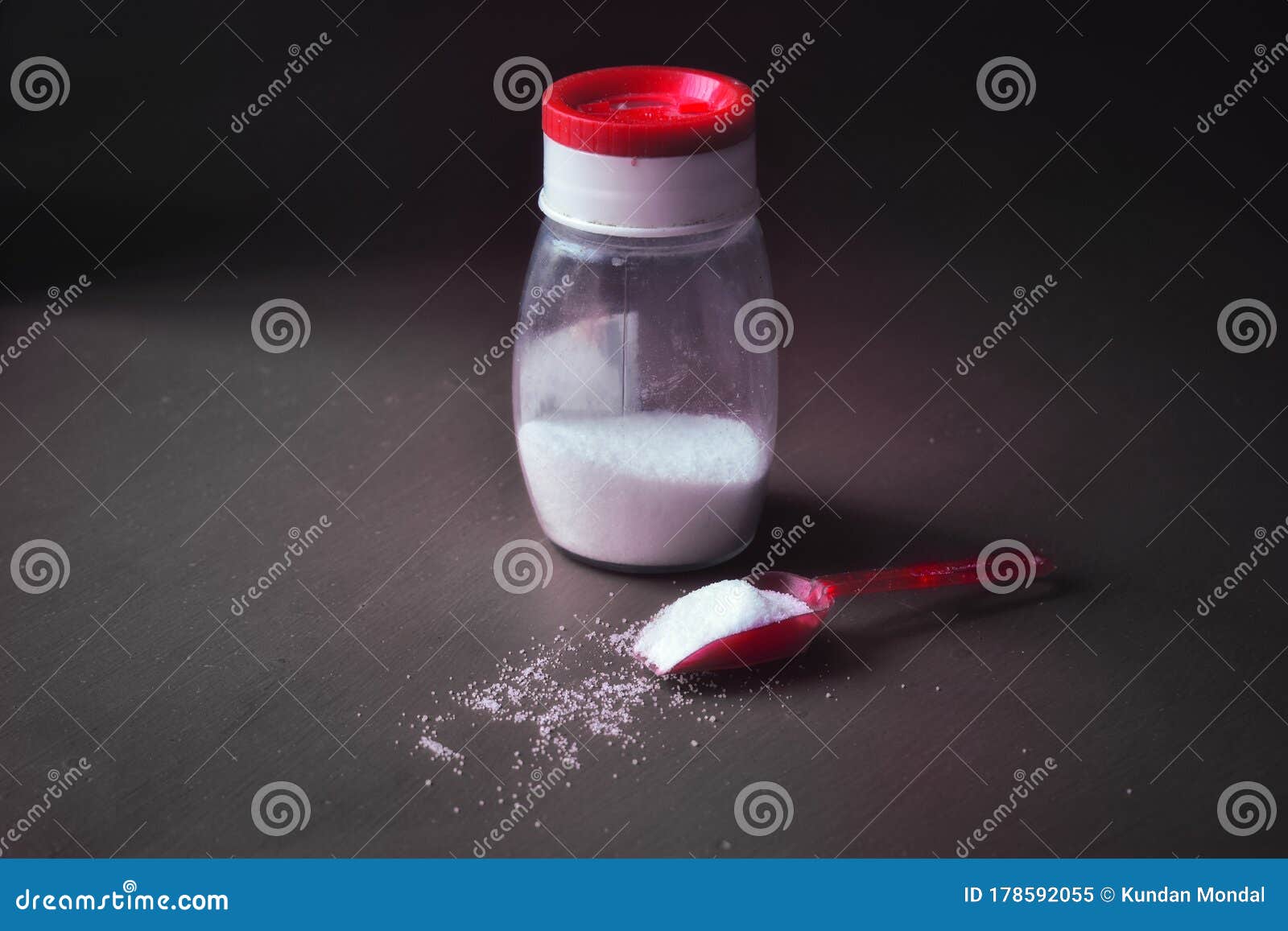 Salt Container and Spoon Full of Salt Stock Image - Image of salt ...