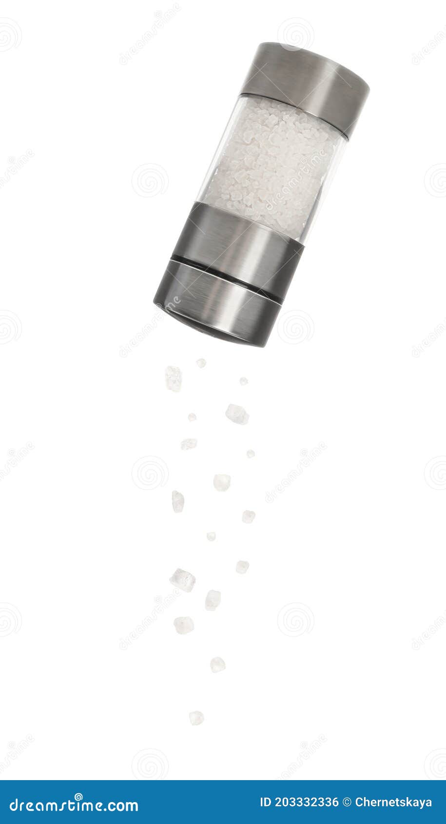 Salt Crystals Falling from Shaker on White Background Stock Photo ...