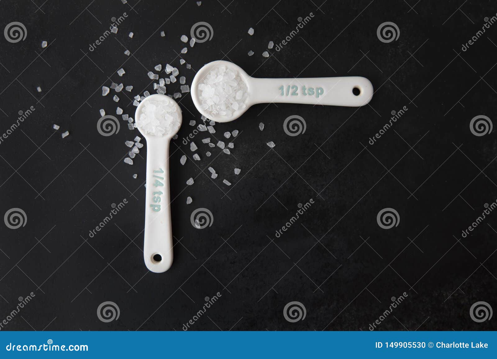 Salt Crystals in Measuring Spoons Stock Photo - Image of healthy ...