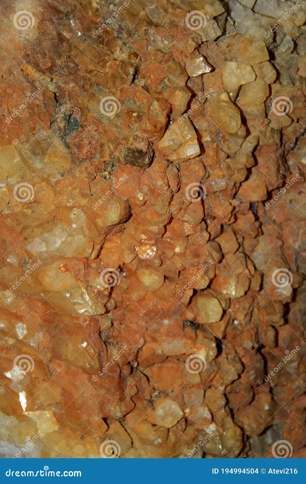Salt Crystals of Sediments in Deep Caves. Reddish Crystals of Salt As ...