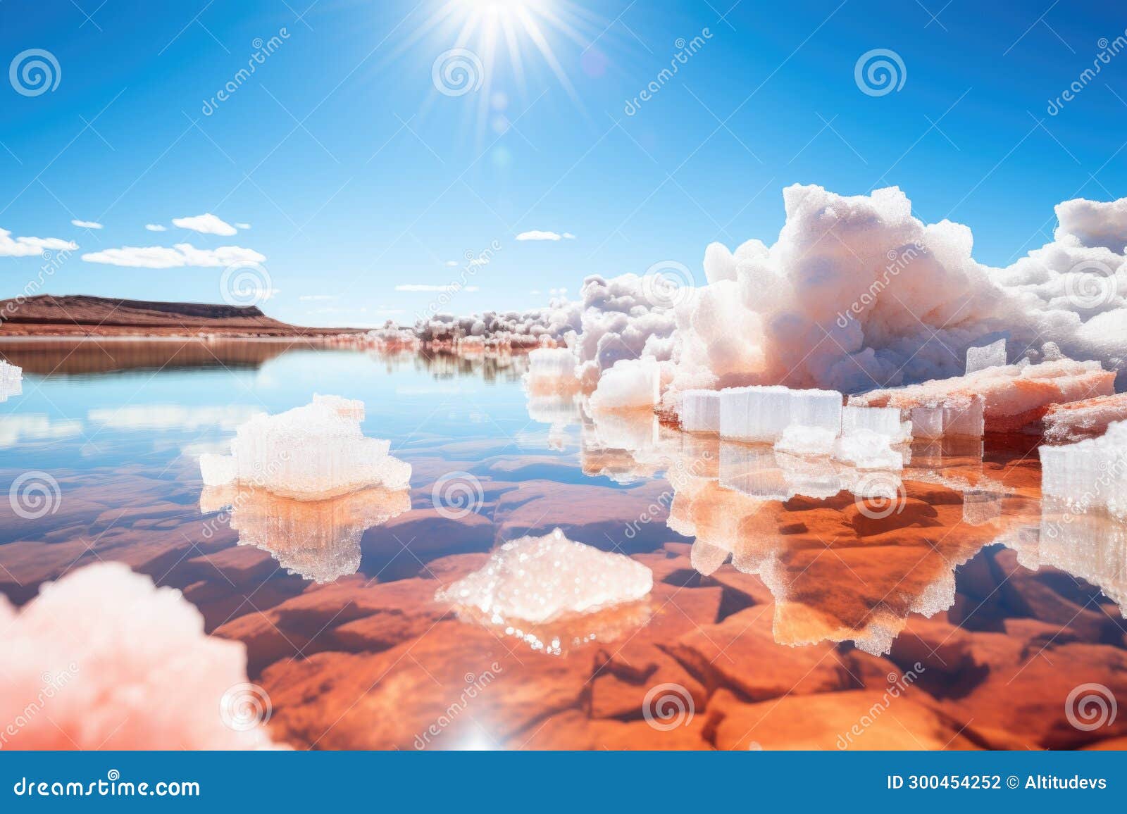 Salt Crystals Sparkling Under the Midday Sun on a Lagoon Stock Photo ...