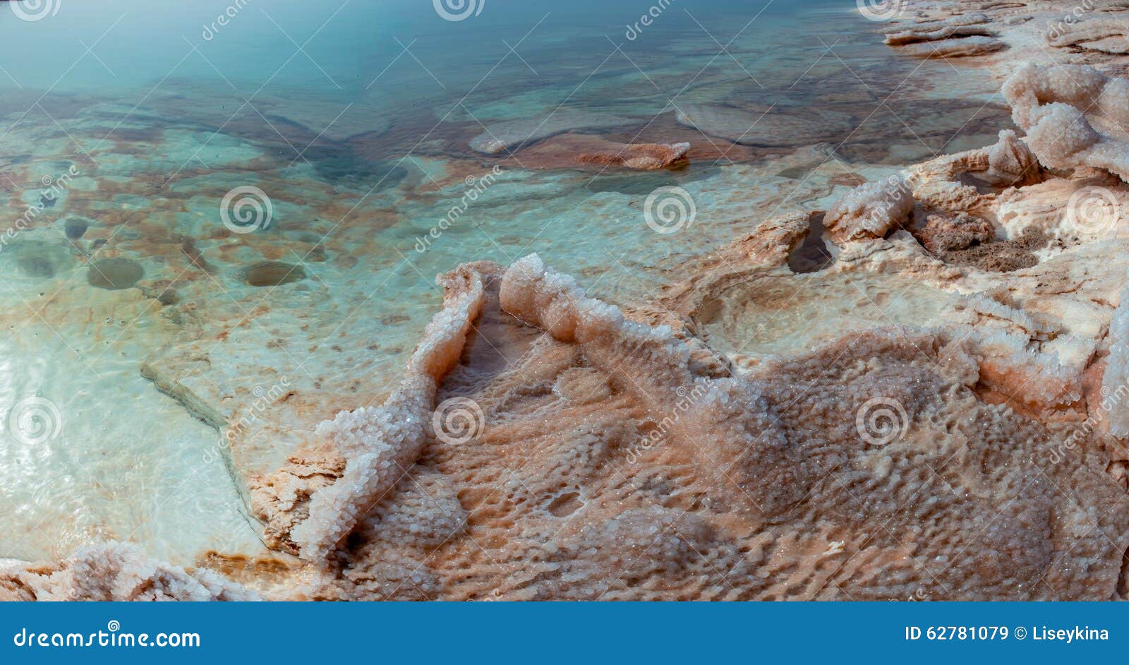 Salt at the Dead Sea Beach. Jordan. Stock Image - Image of middle ...