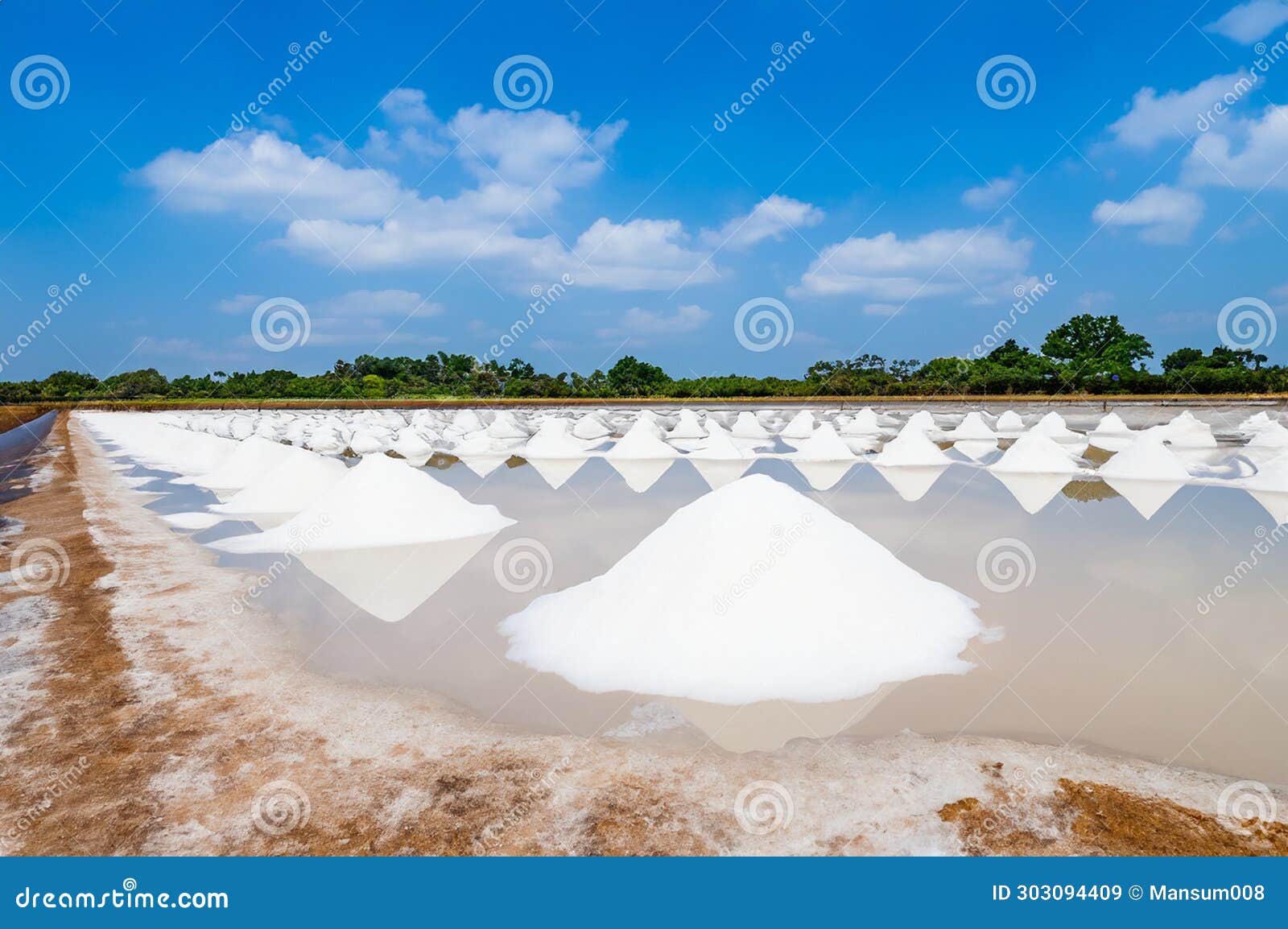 Salt Evaporation Pond, Salt Pile in Thailand, Salt Pan Stock Image ...