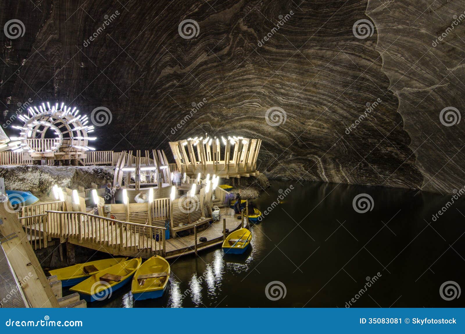 Salt extraction Turda stock image. Image of deposit, background - 35083081