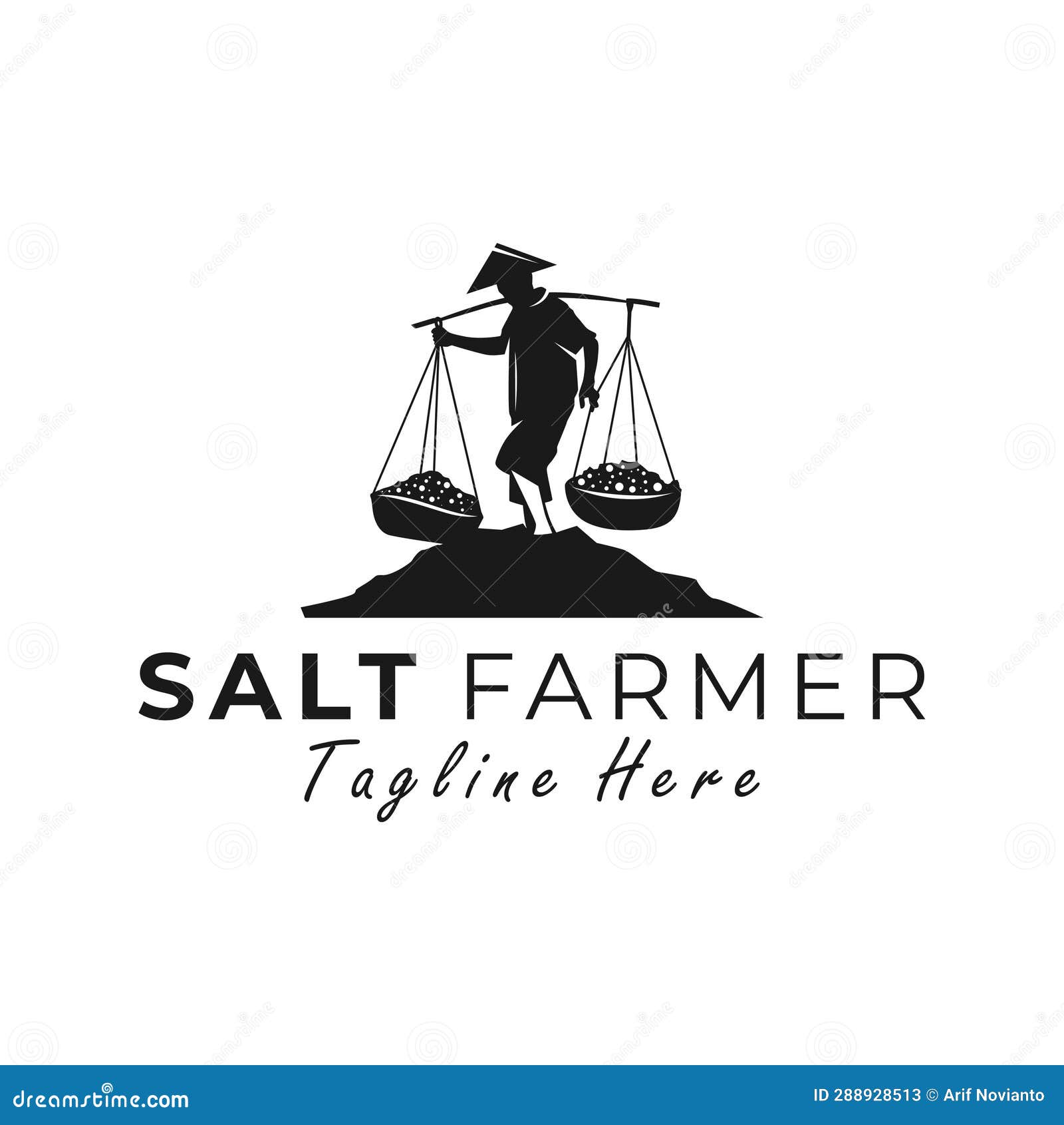Salt Farmer Vector Illustration Logo Stock Vector - Illustration of ...