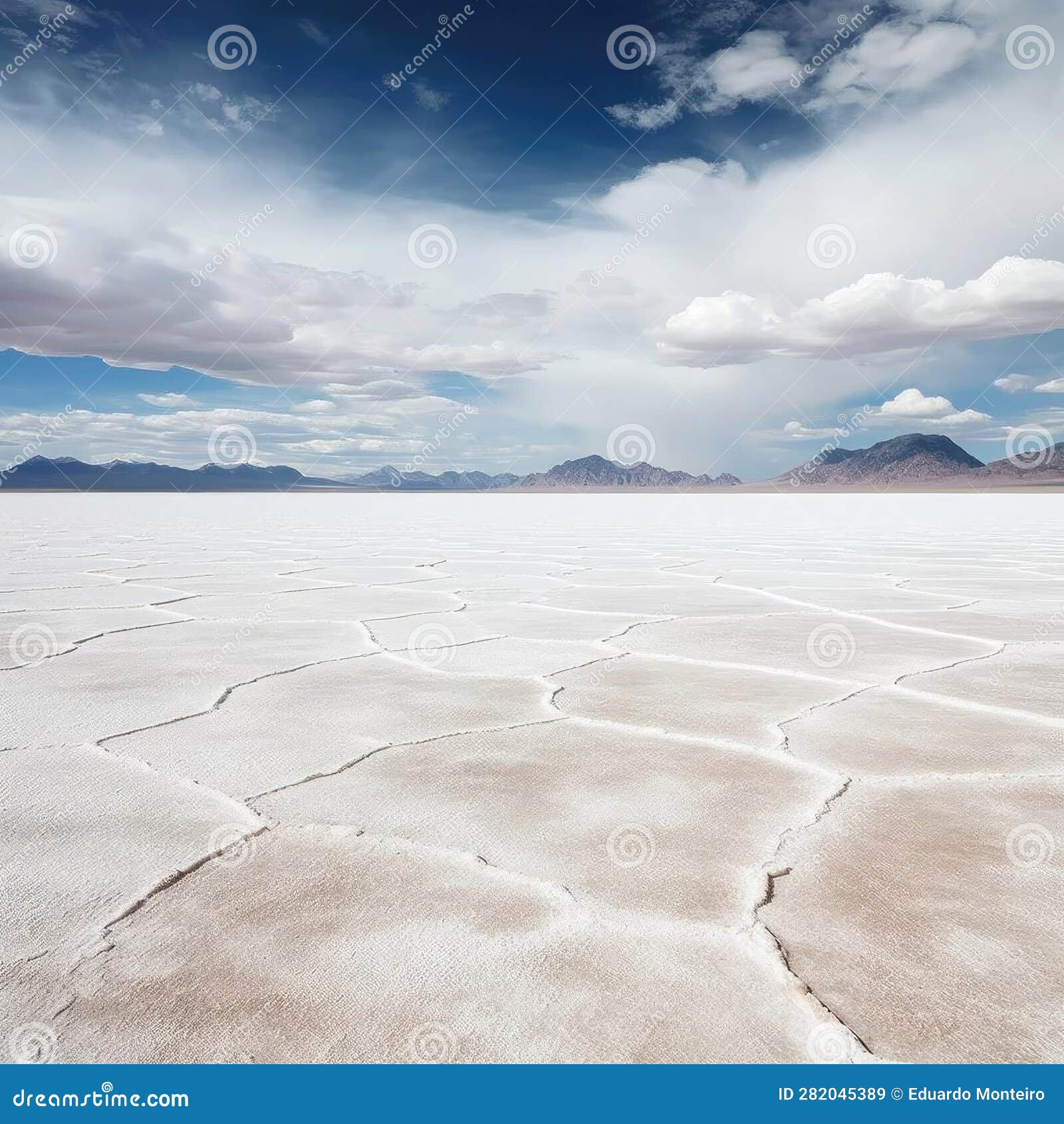 Salt Flats and Blue Sky with White Clouds Stock Illustration ...