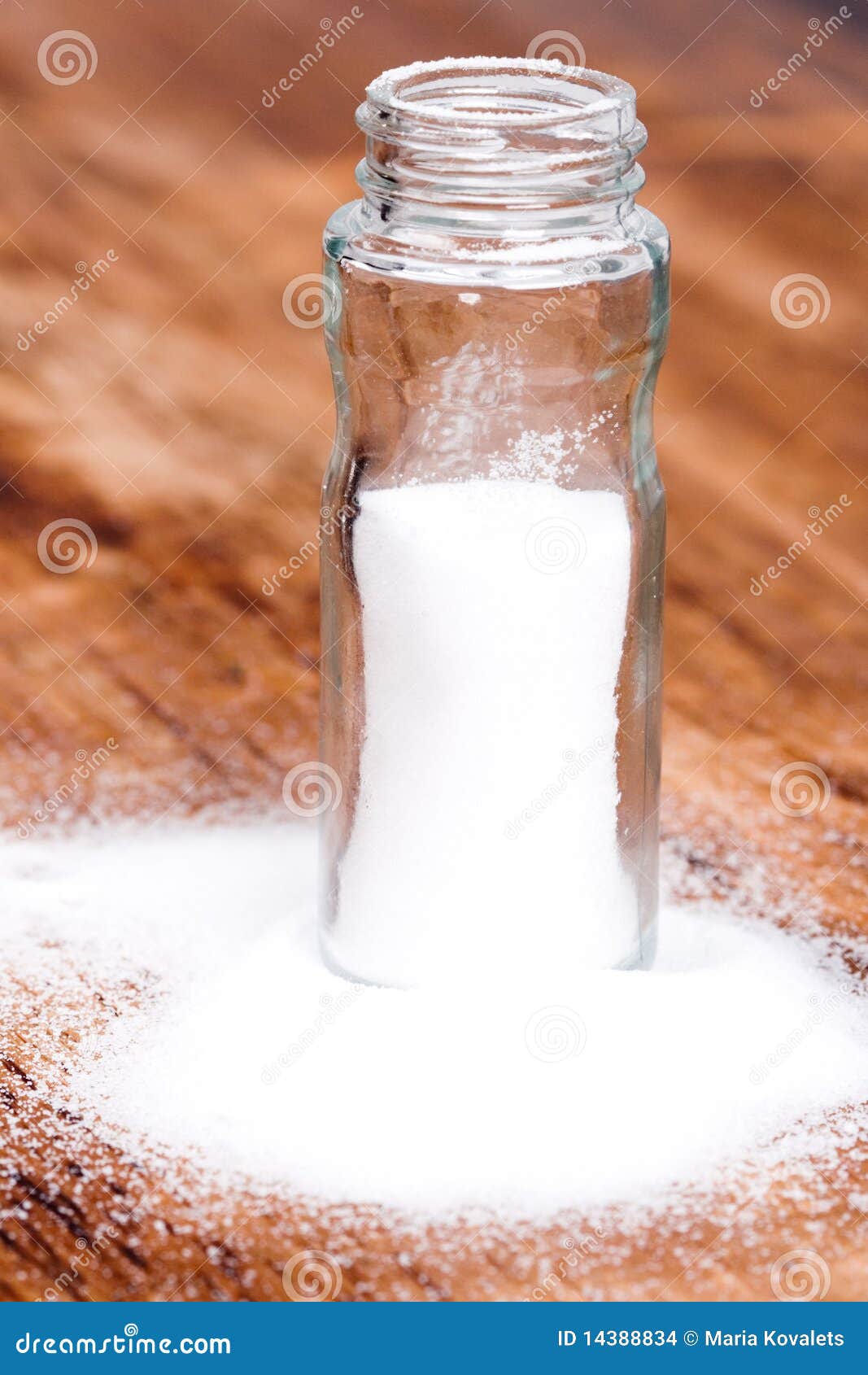 Salt in glass container stock photo. Image of wooden - 14388834