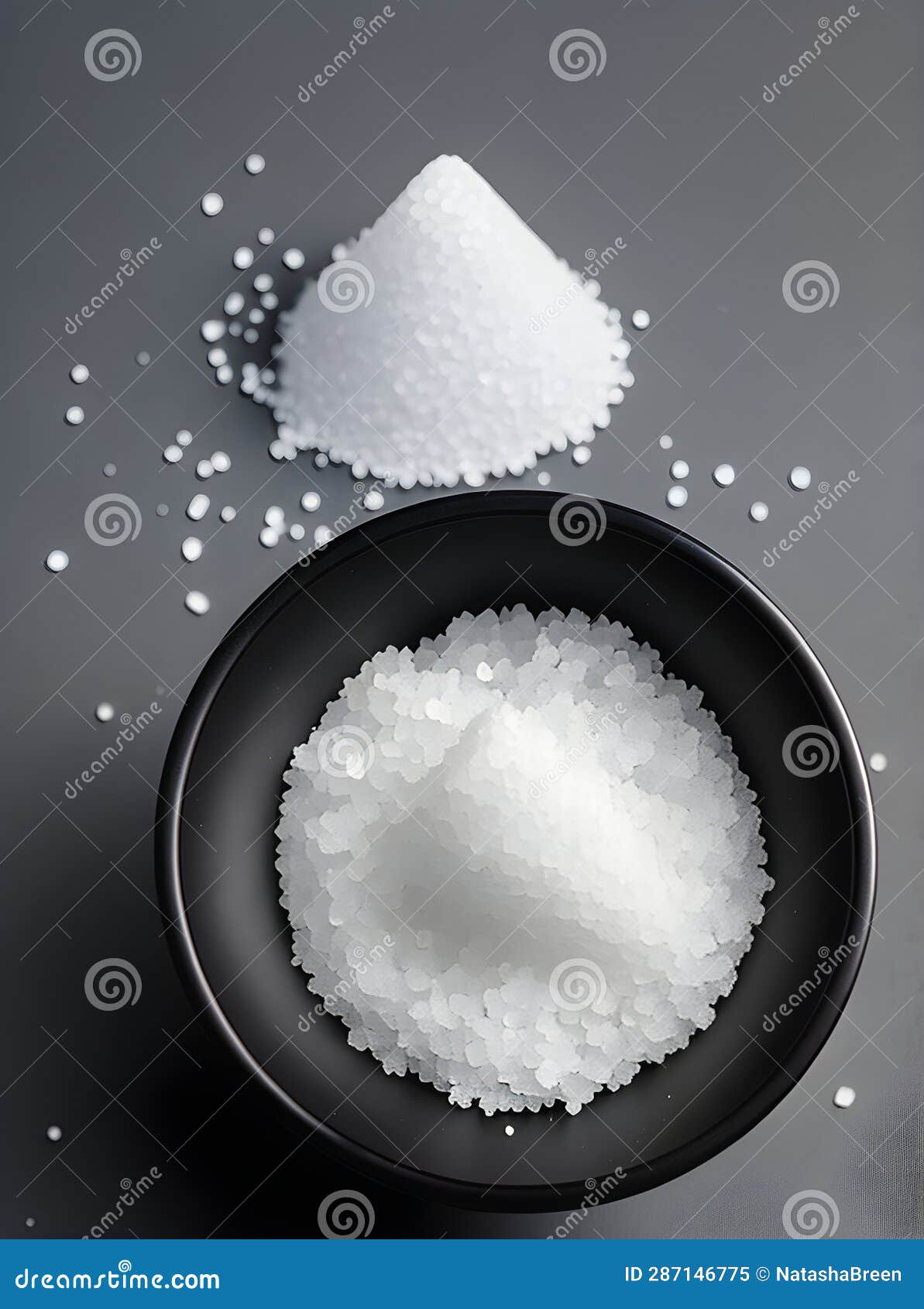 Salt Grains Black Background Medium Shot Focused. Stock Image - Image ...